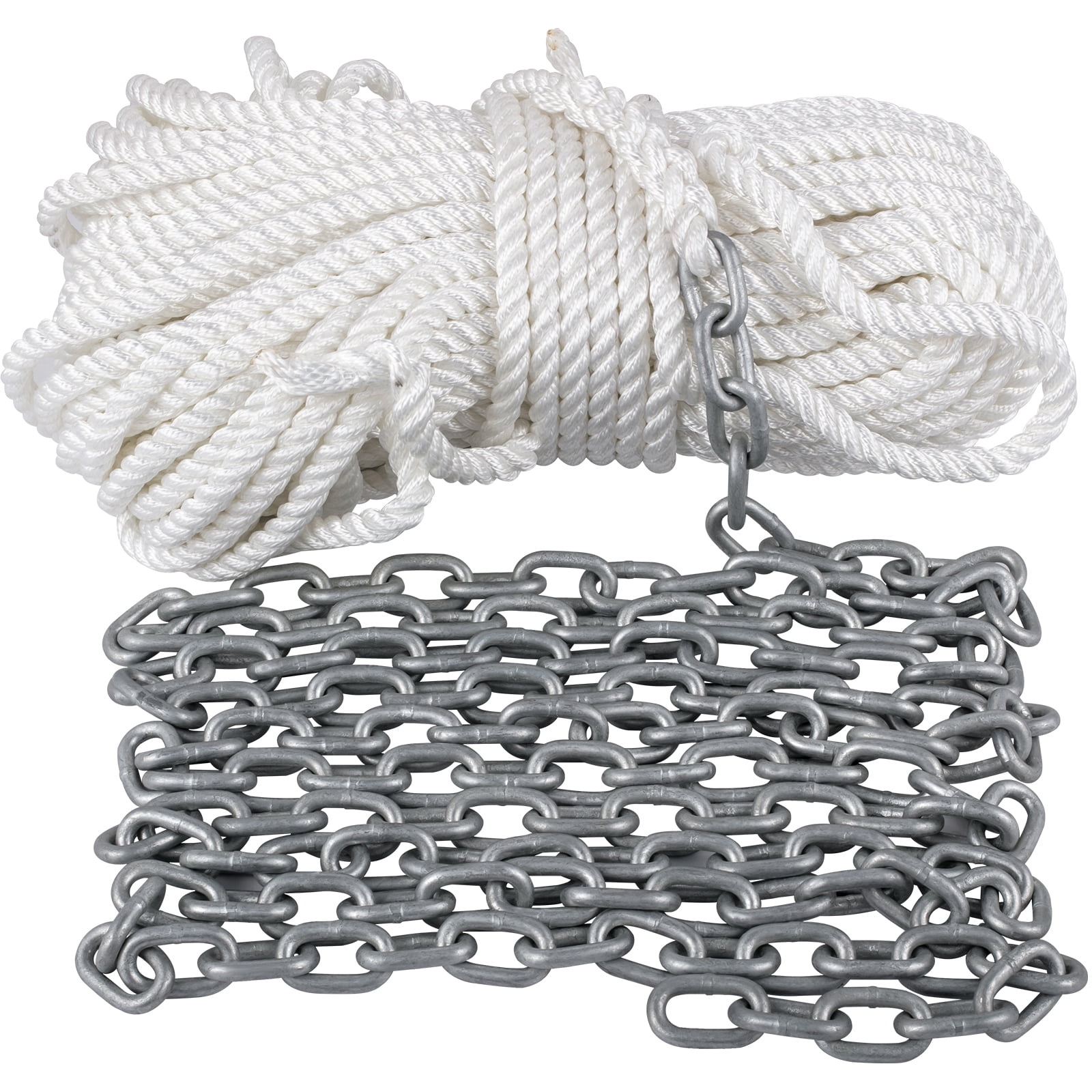 KFFKFF Anchor Line Combo, 15ft x 5/16" Marine Chain, 1/2" x 200ft ...