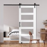 "SKYSHALO 42"" X 84"" Barn Door Kit with Frosted Glass, Spruce Wood ...