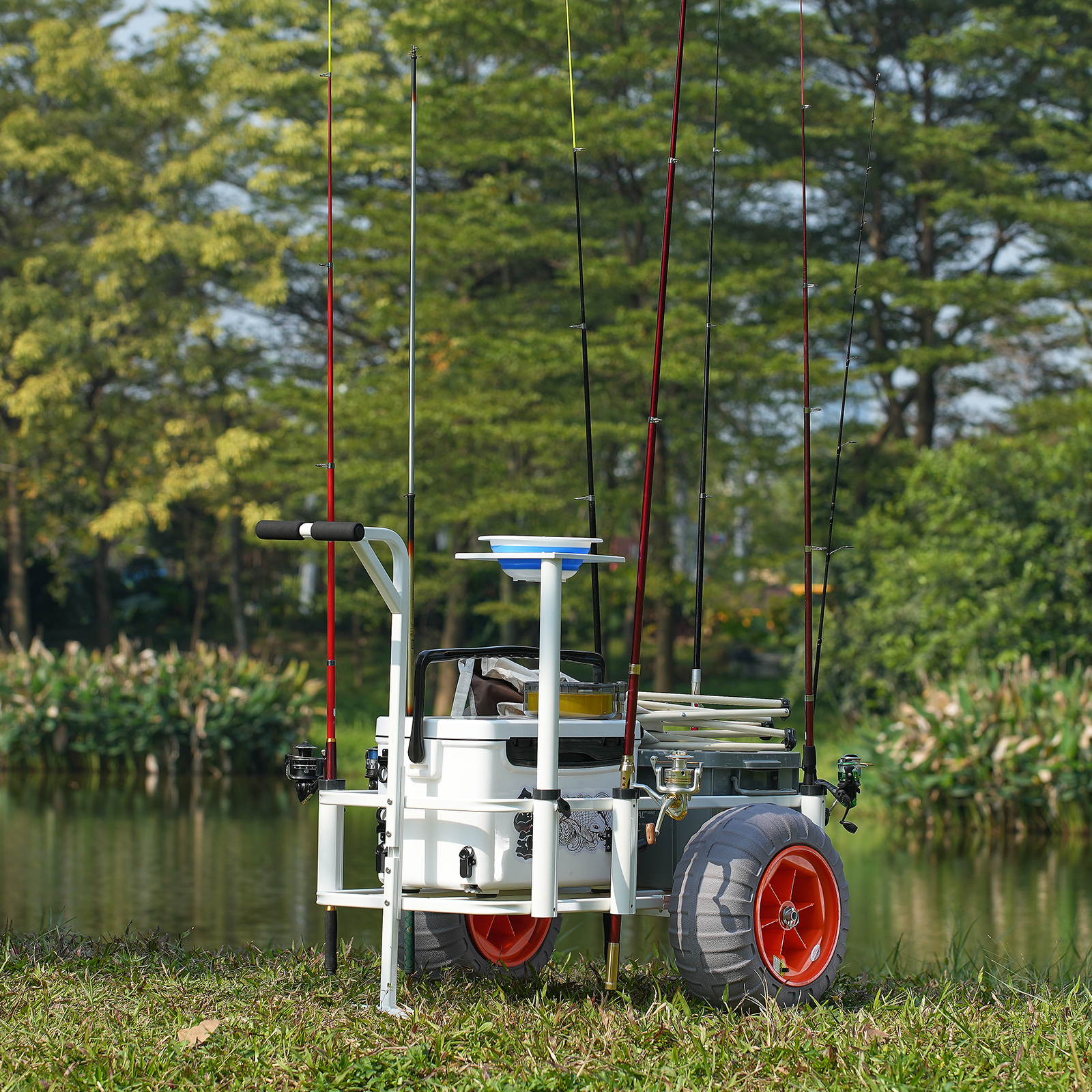 Pier Fishing Cart Gear Marine Dock Carts Wagon Trolley with 4 Wheels ...