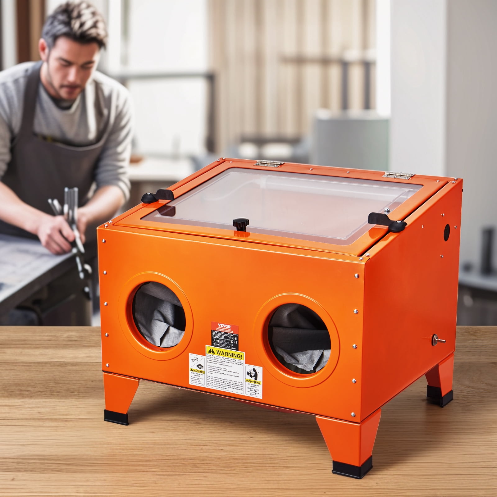 KFFKFF Benchtop Cabinet Sandblasting Cabinet 25 Gallon with Blasting ...