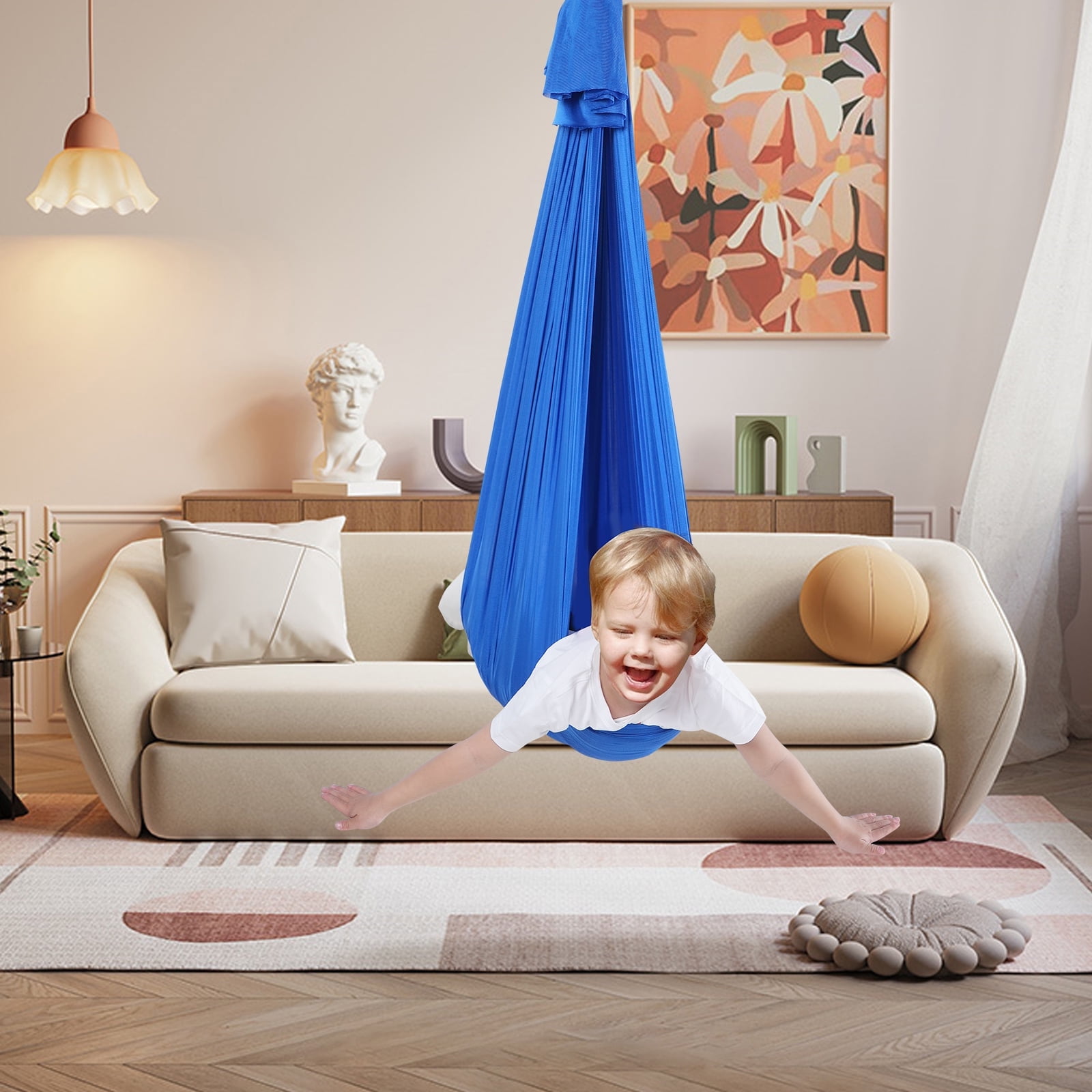 SKYSHALO Blue Sensory Swing with Special Needs Therapy Autism Hammock ...