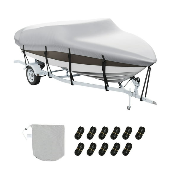 KFFKFF Boat Cover 600D Waterproof 14-16 ft Boat Cover V-Hull Tri-Hull ...