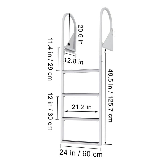 KFFKFF Boat Dock Ladder Flip-Up 4 Steps with 350lbs Load Aluminum Dock ...