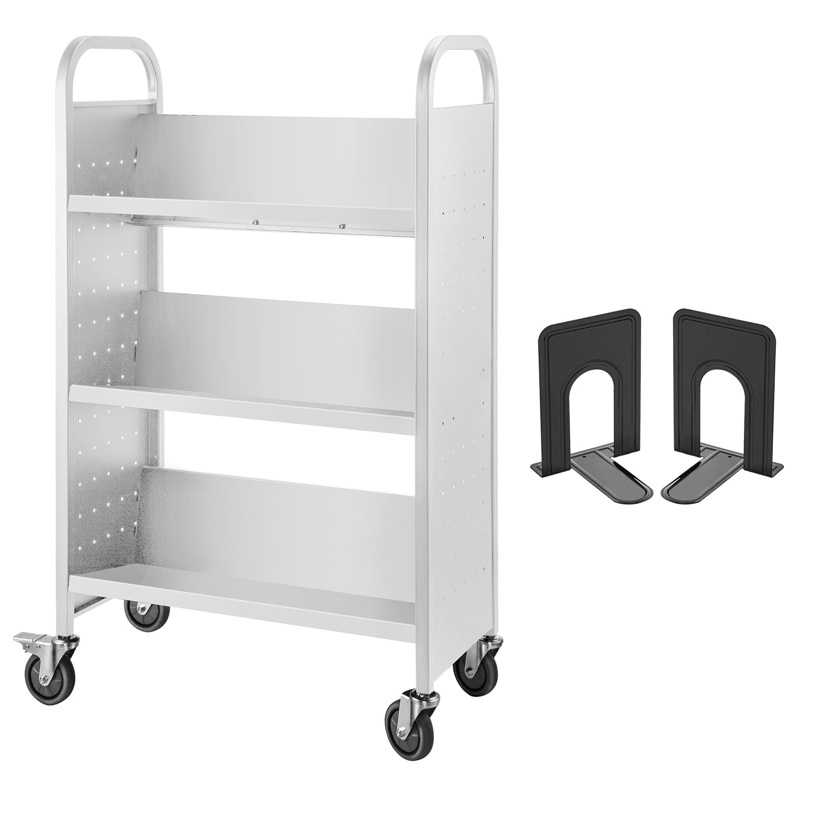 KFFKFF Book Cart 200LBS, Library Cart 30x14x45 Inch Rolling Book Cart ...