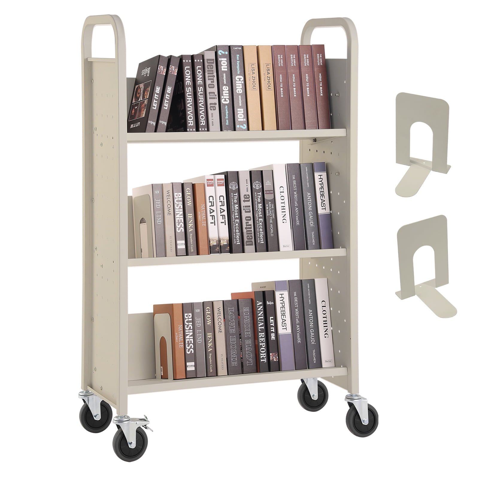 KFFKFF Book Trolley, 330 lbs Capacity, 31.1" x 15.2" x 49.2" Mobile ...