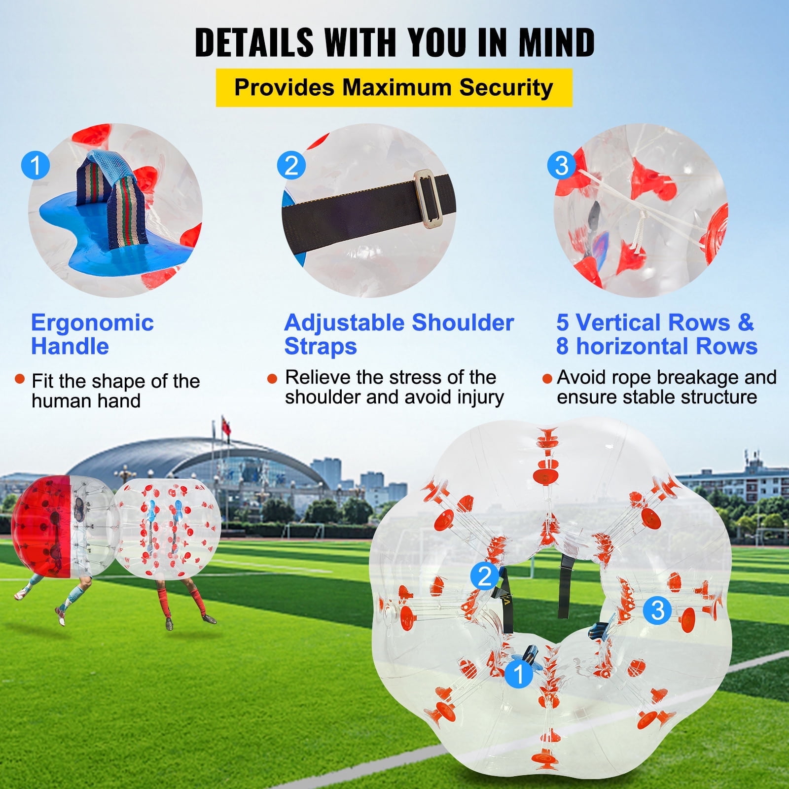 KFFKFF Bumper Bubble Soccer Ball, 4 ft/5 ft (1.2 m/1.5 m) Dia ...