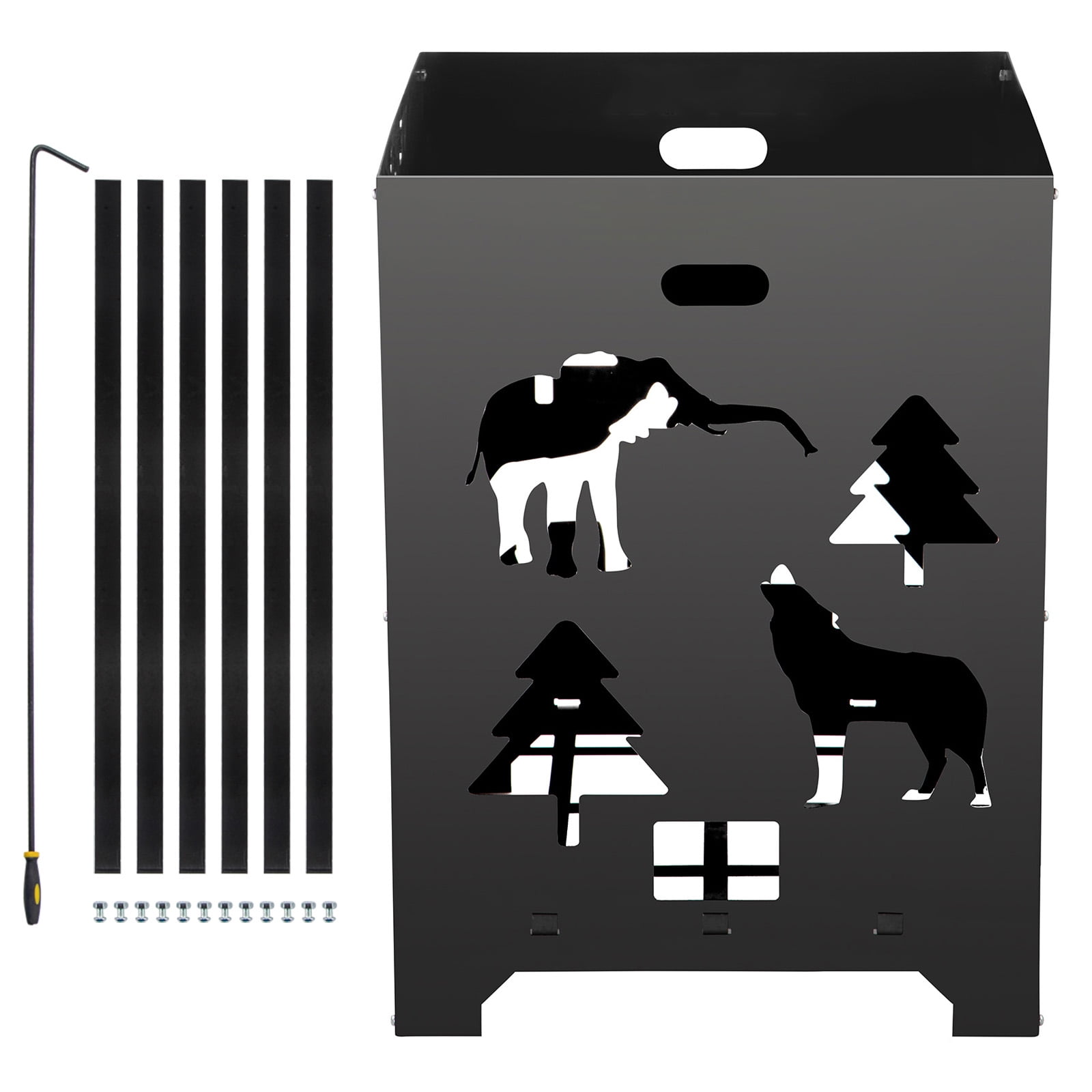 SKYSHALO Burn Barrel, 21x21x27 inch Burn Cage, Carbon Steel Cage ...