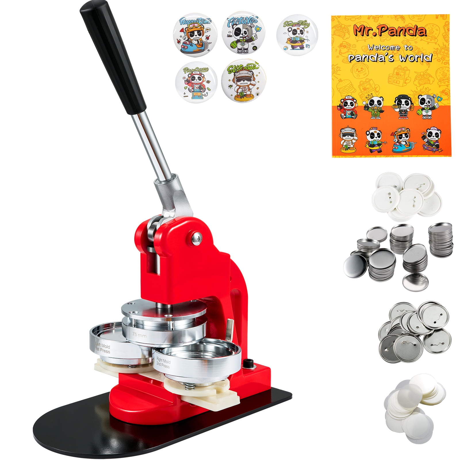 KFFKFF Button Making Machine Badge Pin Machine 3 Inch 75mm 500 Free ...