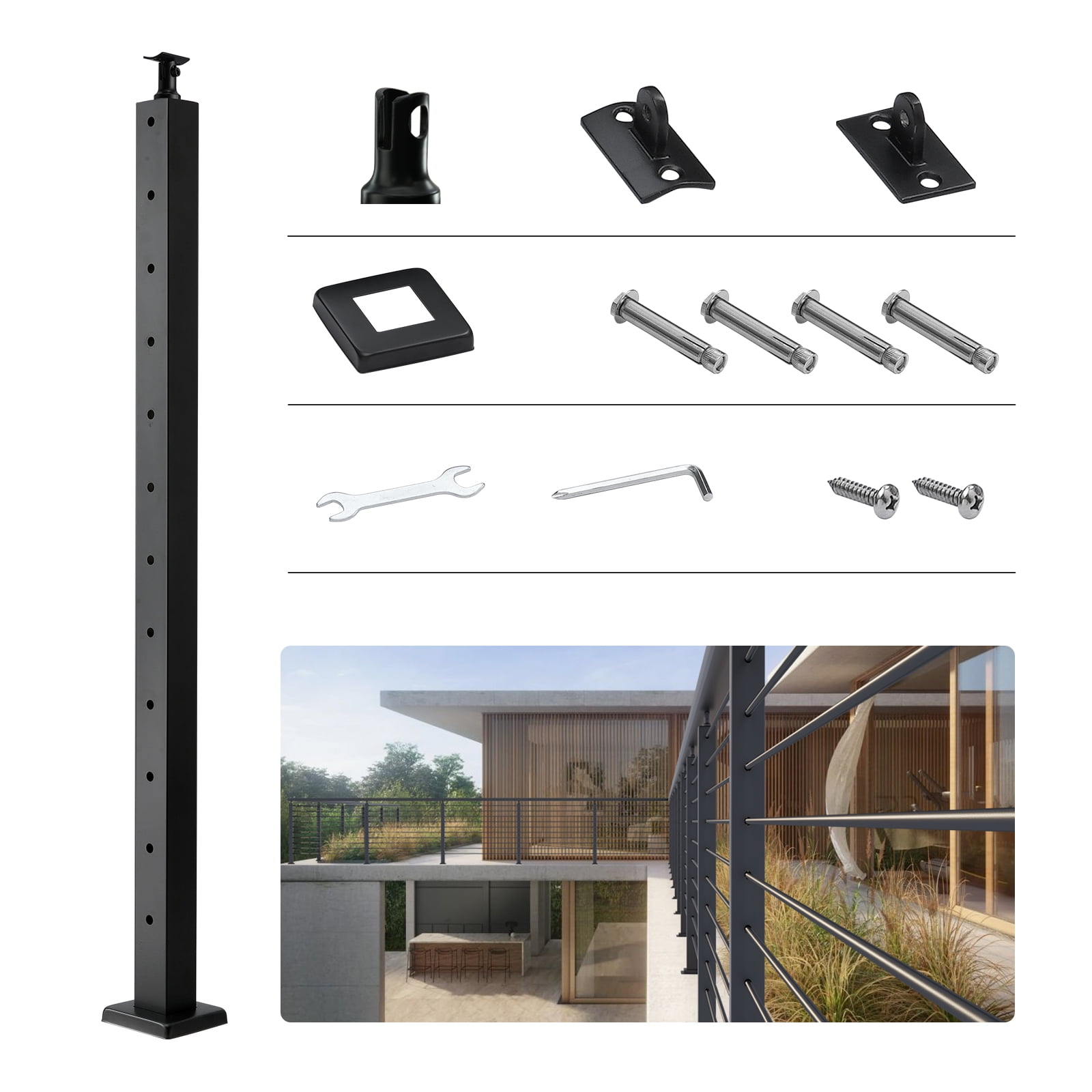 SKYSHALO Cable Railing Post for Decks and Stairs, 42x1.97x1.97 ...