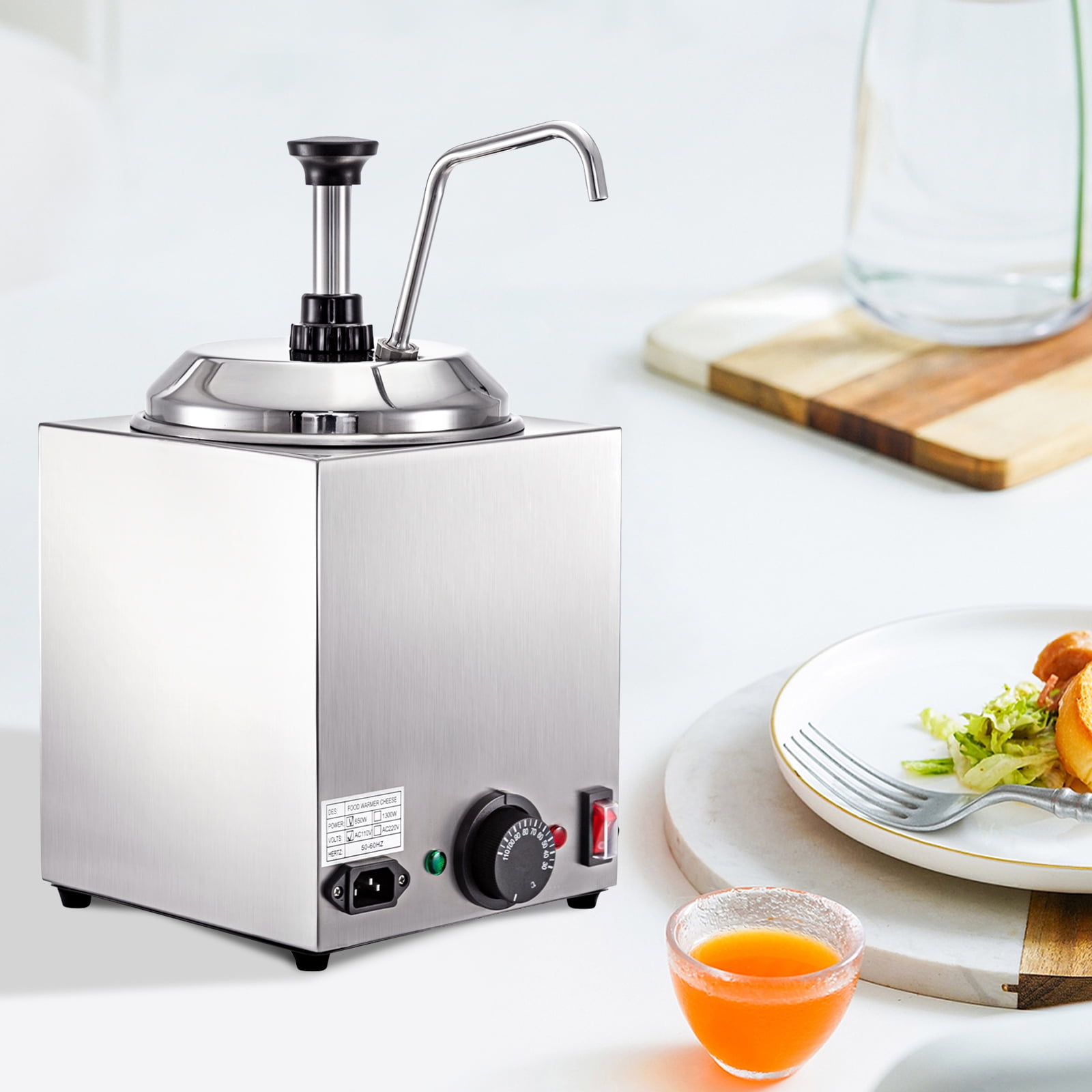 SKYSHALO Cheese Dispenser with Pump, 2.6Qt Capacity Hot Fudge Warmer ...