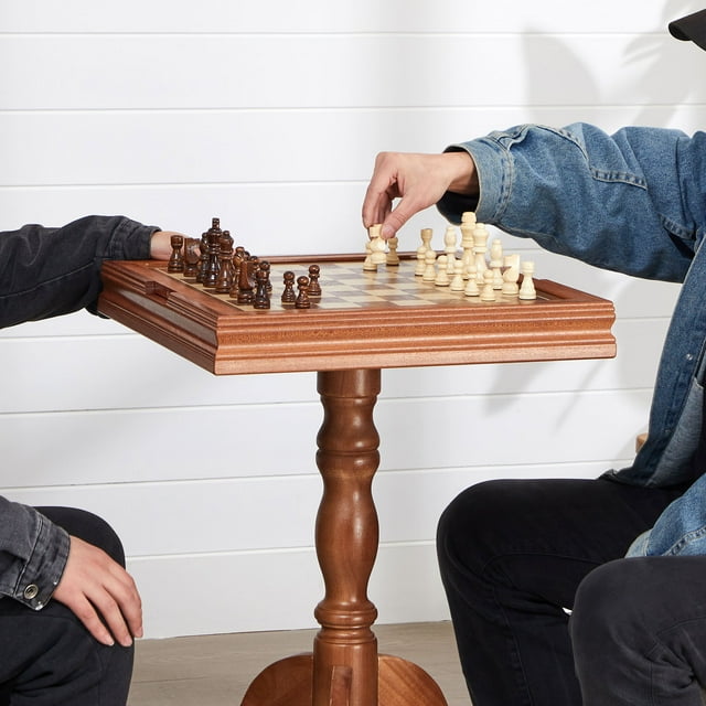 SKYSHALO Chess Checkers Backgammon Table 18" 3-IN-1 Combo Game Table ...