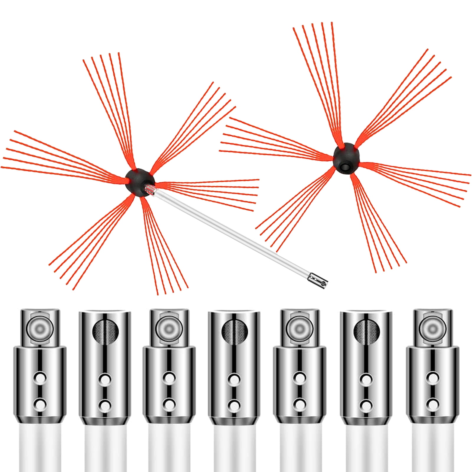 KFFKFF Chimney Sweep Kit 26FT Length, Chimney Brush Kit with 8 Nylon ...