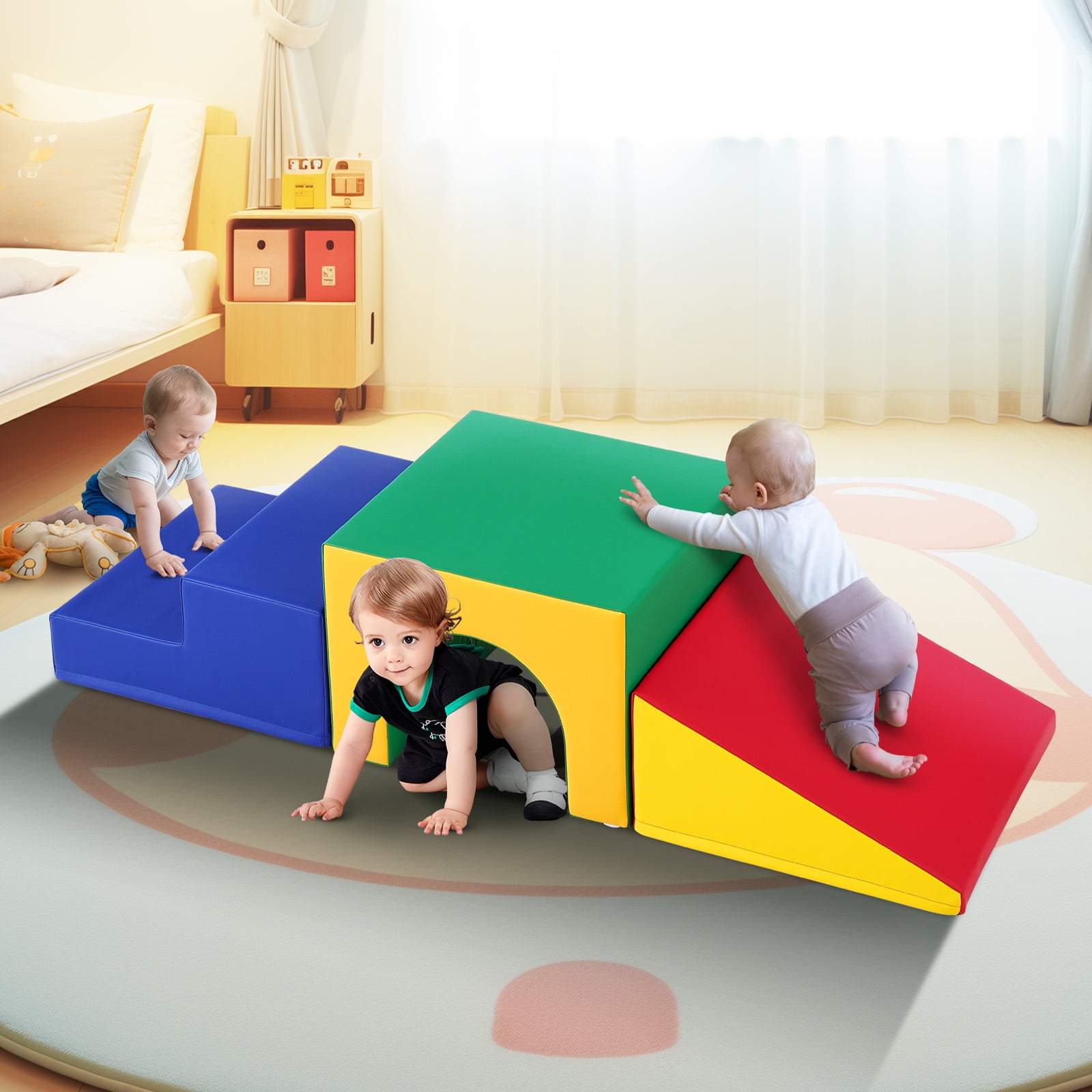 SKYSHALO Climbing Blocks Single Tunnel Climber Toddler Playset Foam w ...