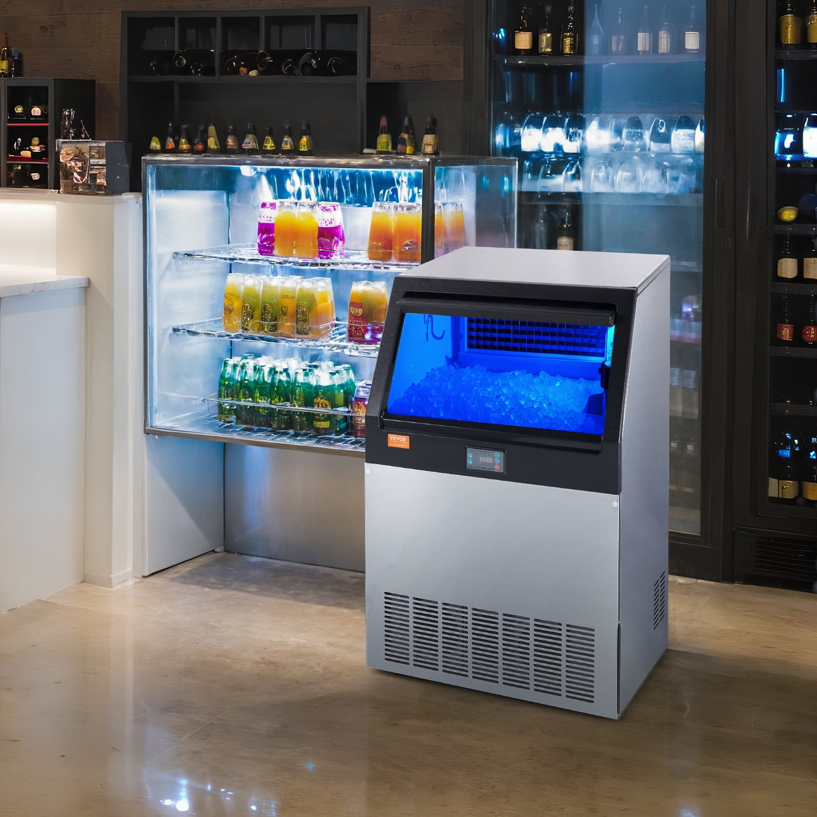 KFFKFF Commercial Ice Maker Freestanding Cabinet Machine 265 lbs/24H 90 ...