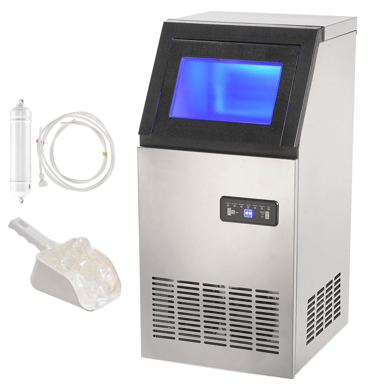 Ktaxon 110lbs/24h Stainless Steel Commercial Freestanding Ice Maker ...