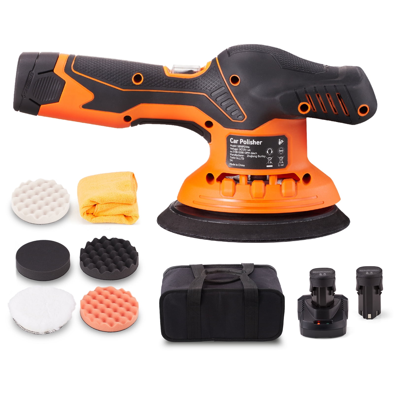 KFFKFF Cordless Car Buffer Polisher, 6" Portable Polisher with 6 ...