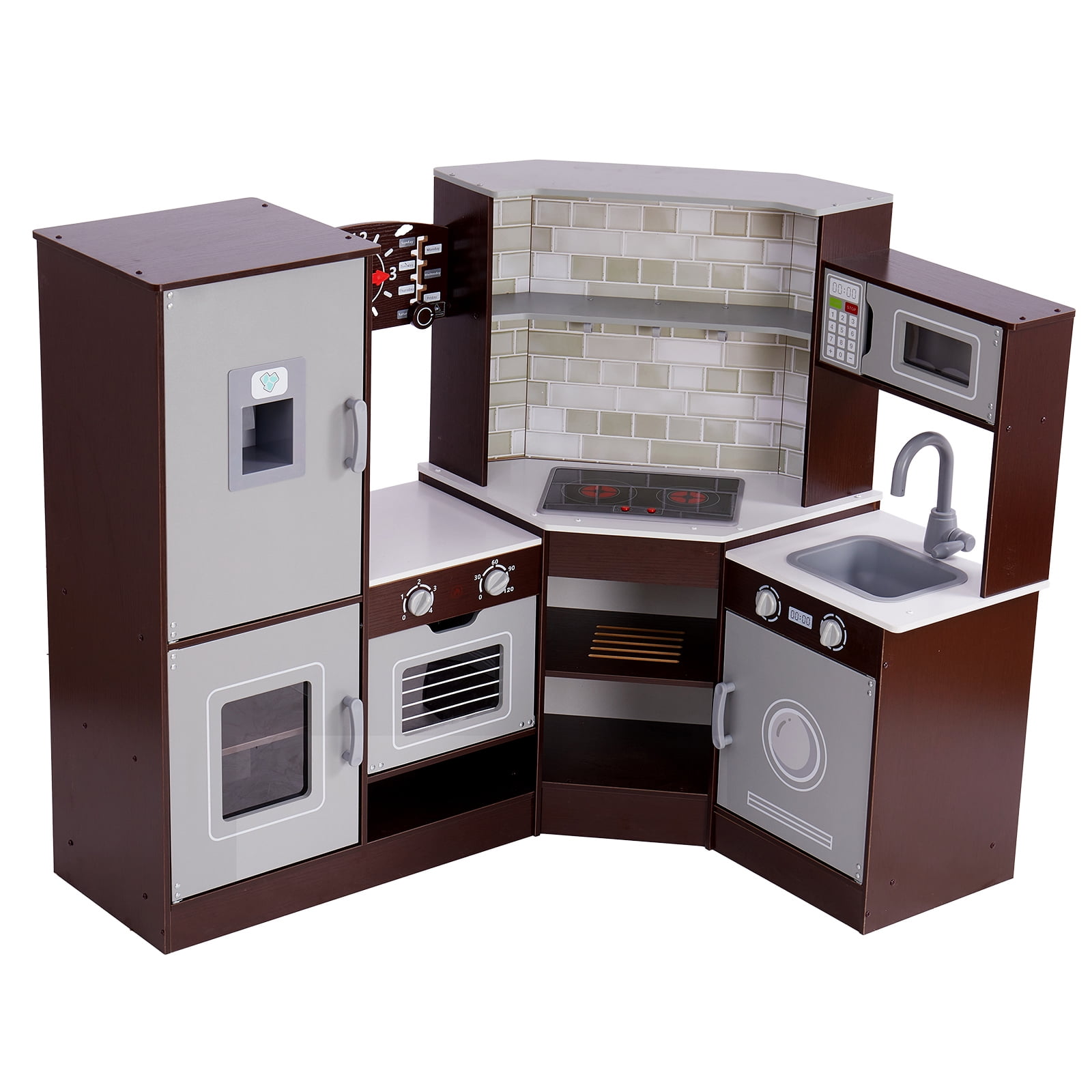 SKYSHALO Corner Wood Play Kitchen - Kids Kitchen - Walmart.com