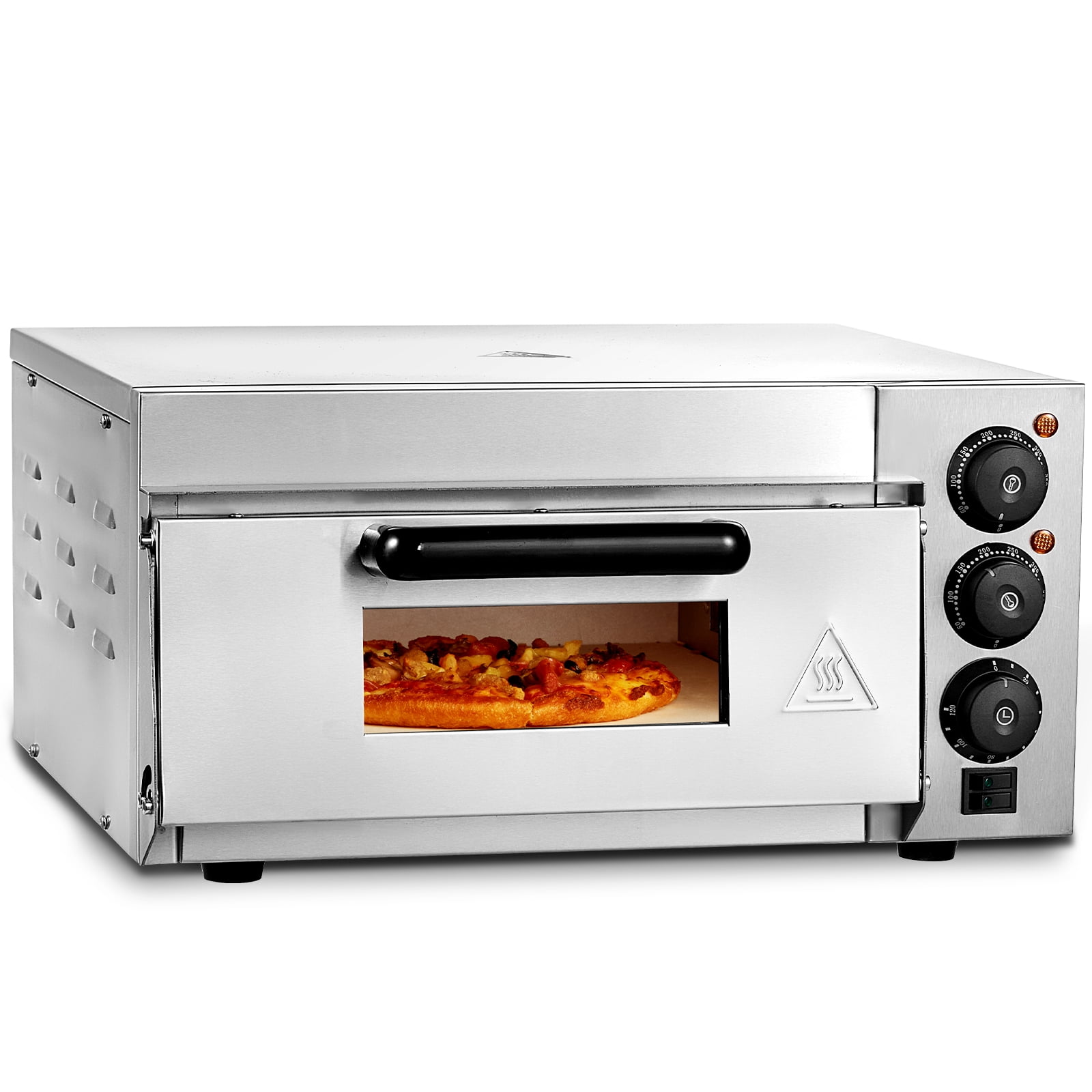 KFFKFF Countertop Pizza Oven, 14-Inch Single Deck, Electric Stainless ...