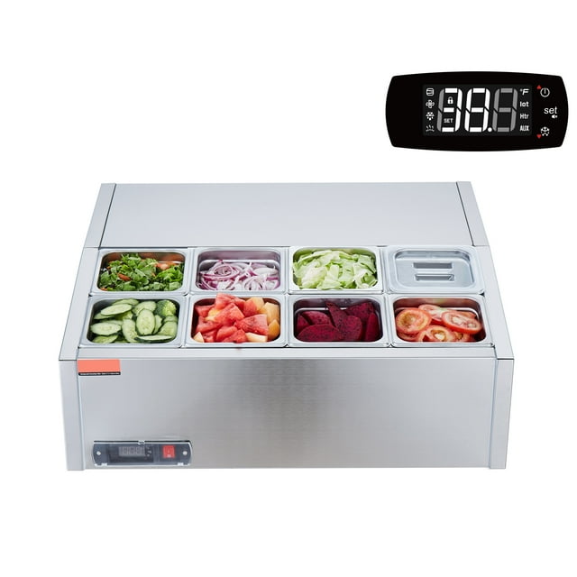 KFFKFF Countertop Refrigerated Salad Pizza Prep Station 140 W Stainless ...