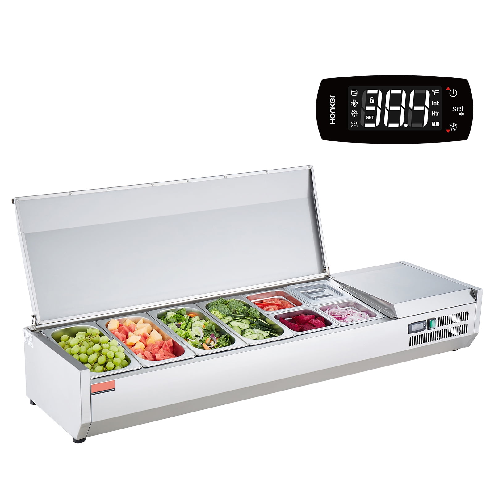 KFFKFF 60'' Refrigerated Condiment Prep Station Sandwich Prep Table ...