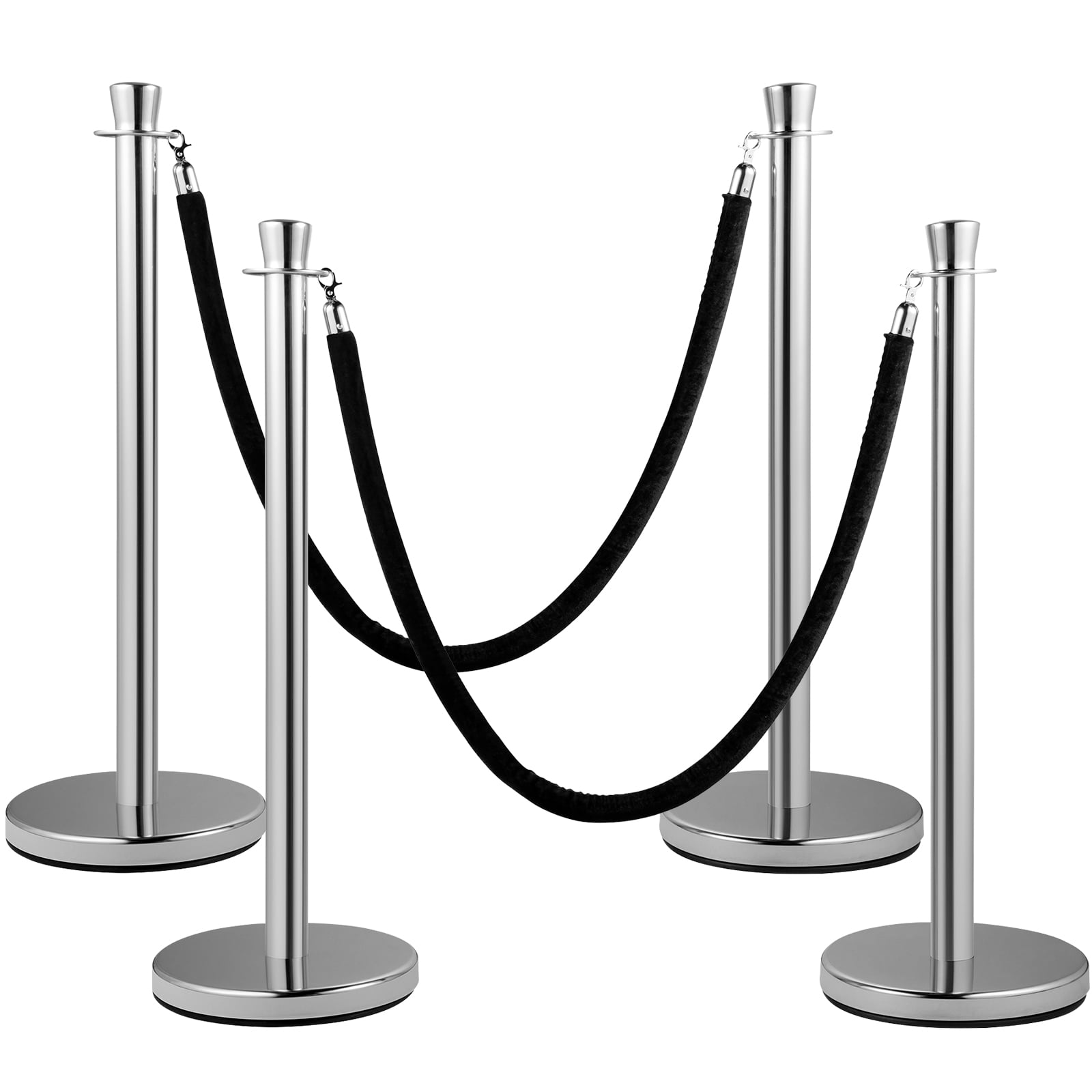 KFFKFF Crowd Control Bracket, Stanchion Set with 5 ft/1.5 m Black ...