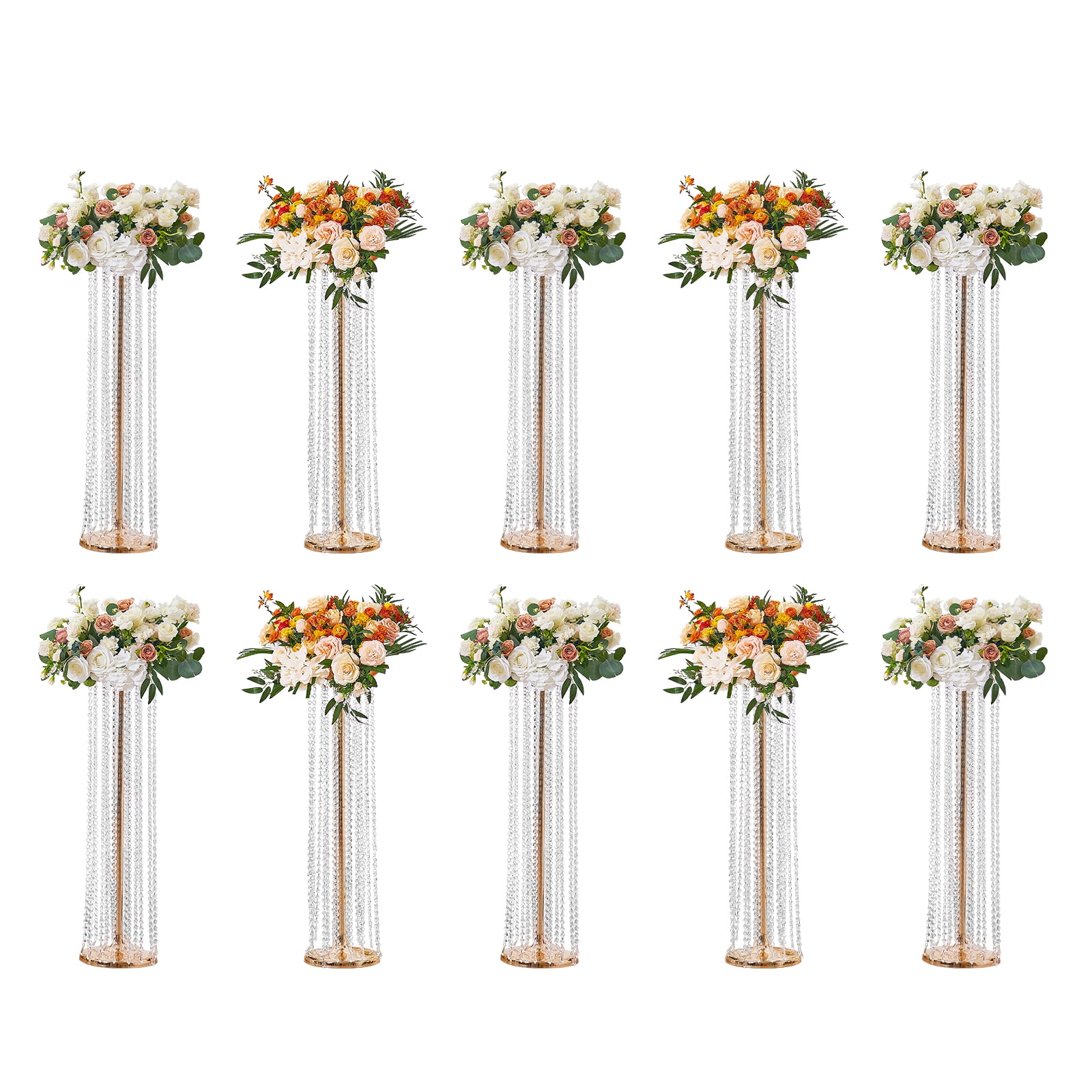 SKYSHALO Crystal Wedding Flowers Stand Luxurious Centerpieces 10PCS 35 ...