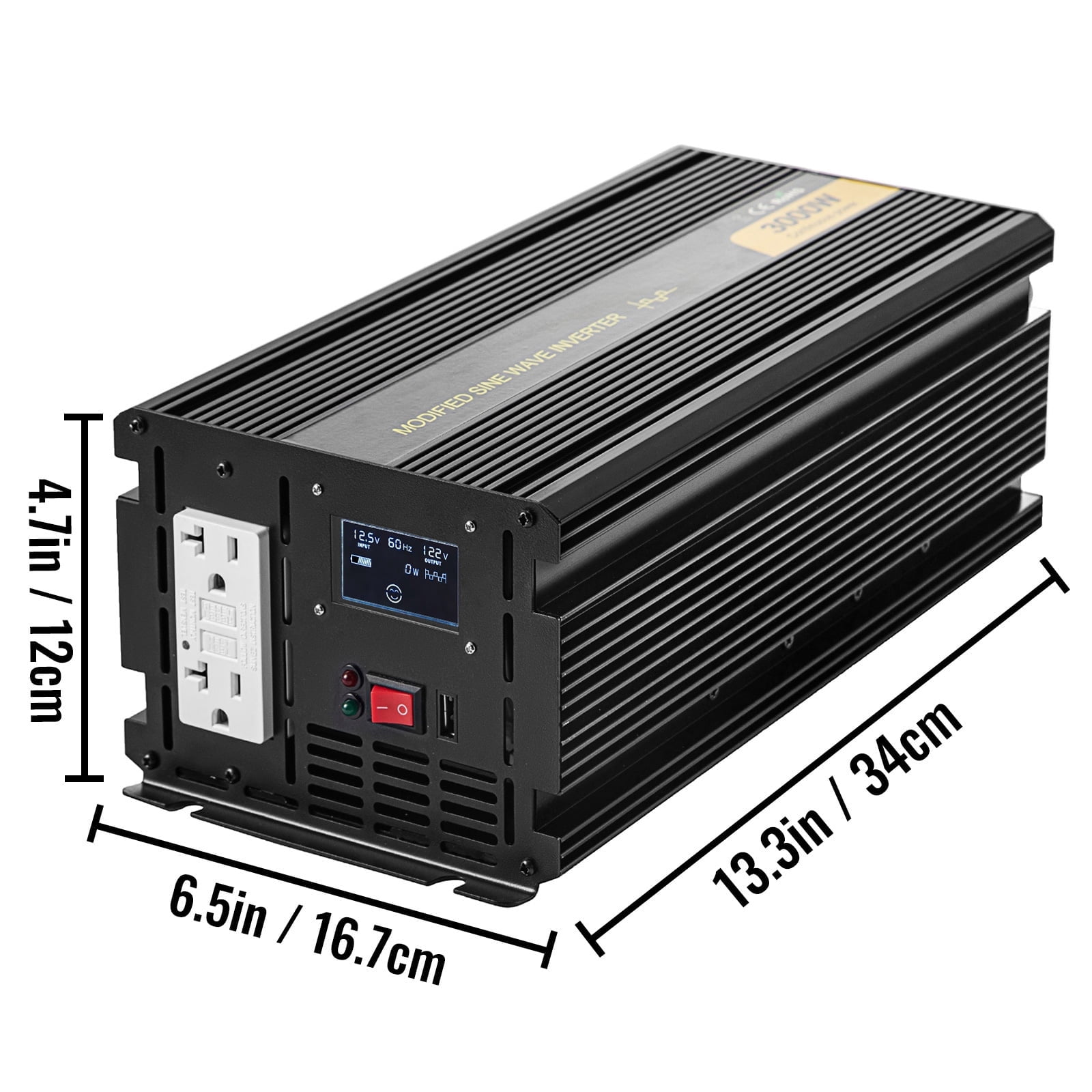 KFFKFF DC12V to AC 120V Car Converter with LCD Display Remote ...