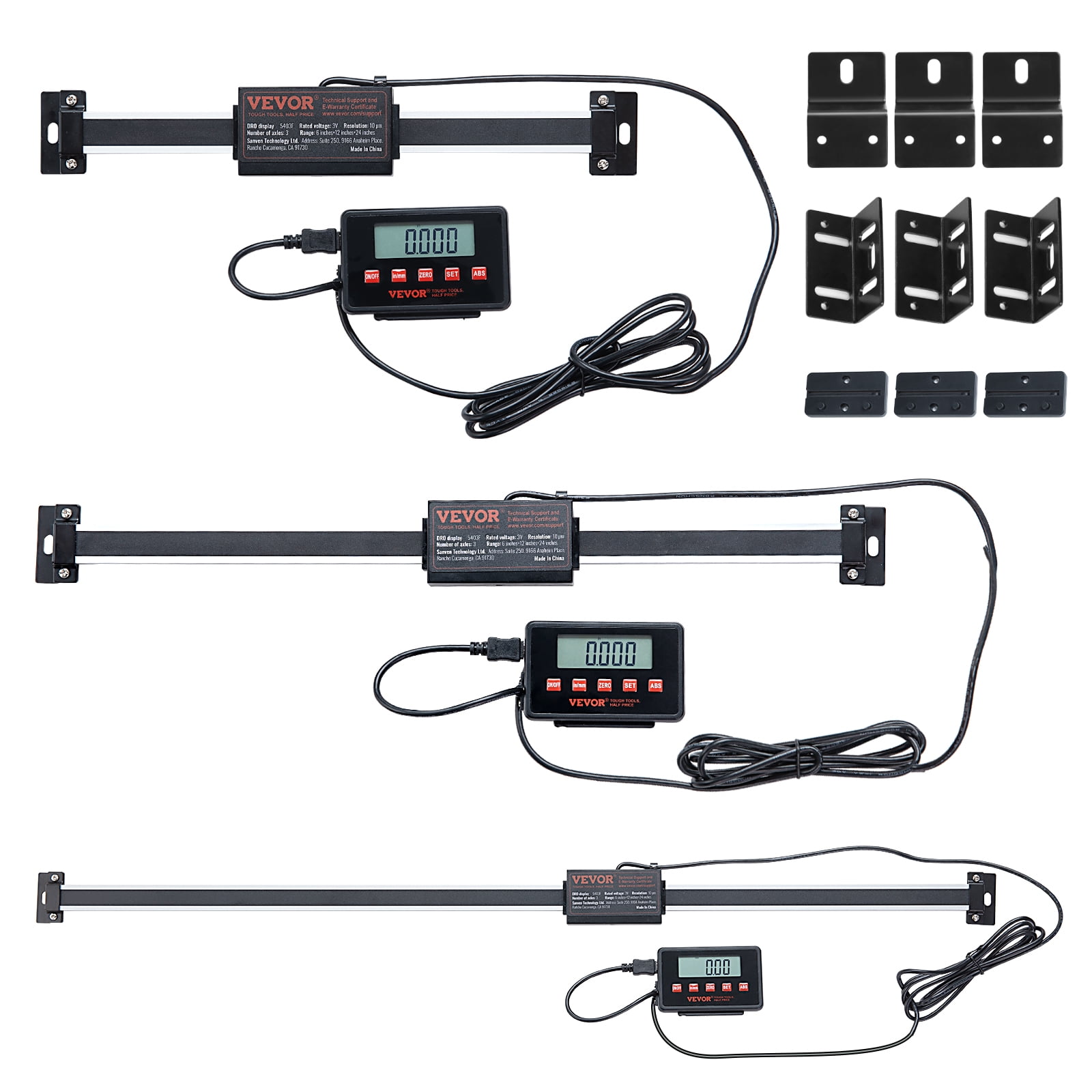 SKYSHALO Digital Readout 3 Axis DRO Display Kit 6'' & 12'' & 24'' Linear Scale - Walmart.com