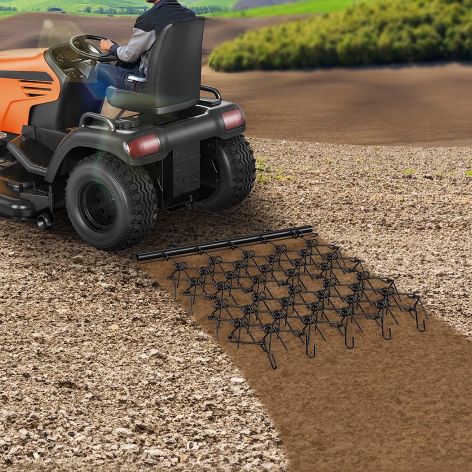 KFFKFF Drag Harrow 4'x 5.6' ATV Lawn Rake Chain Field Drag for ...