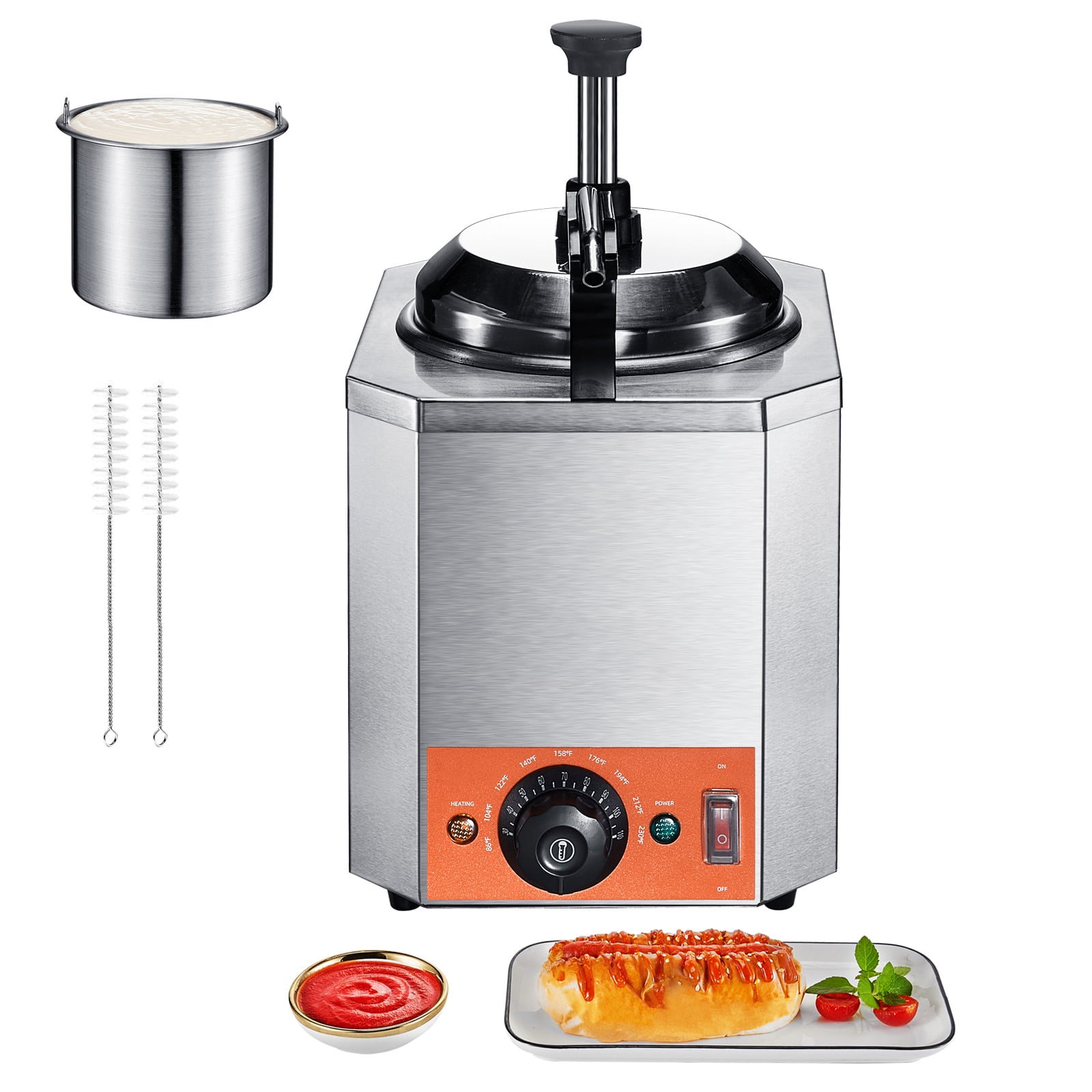 KFFKFF Electric Cheese Melter with Pump, 2.3 Qt Professional Hot Fudge ...