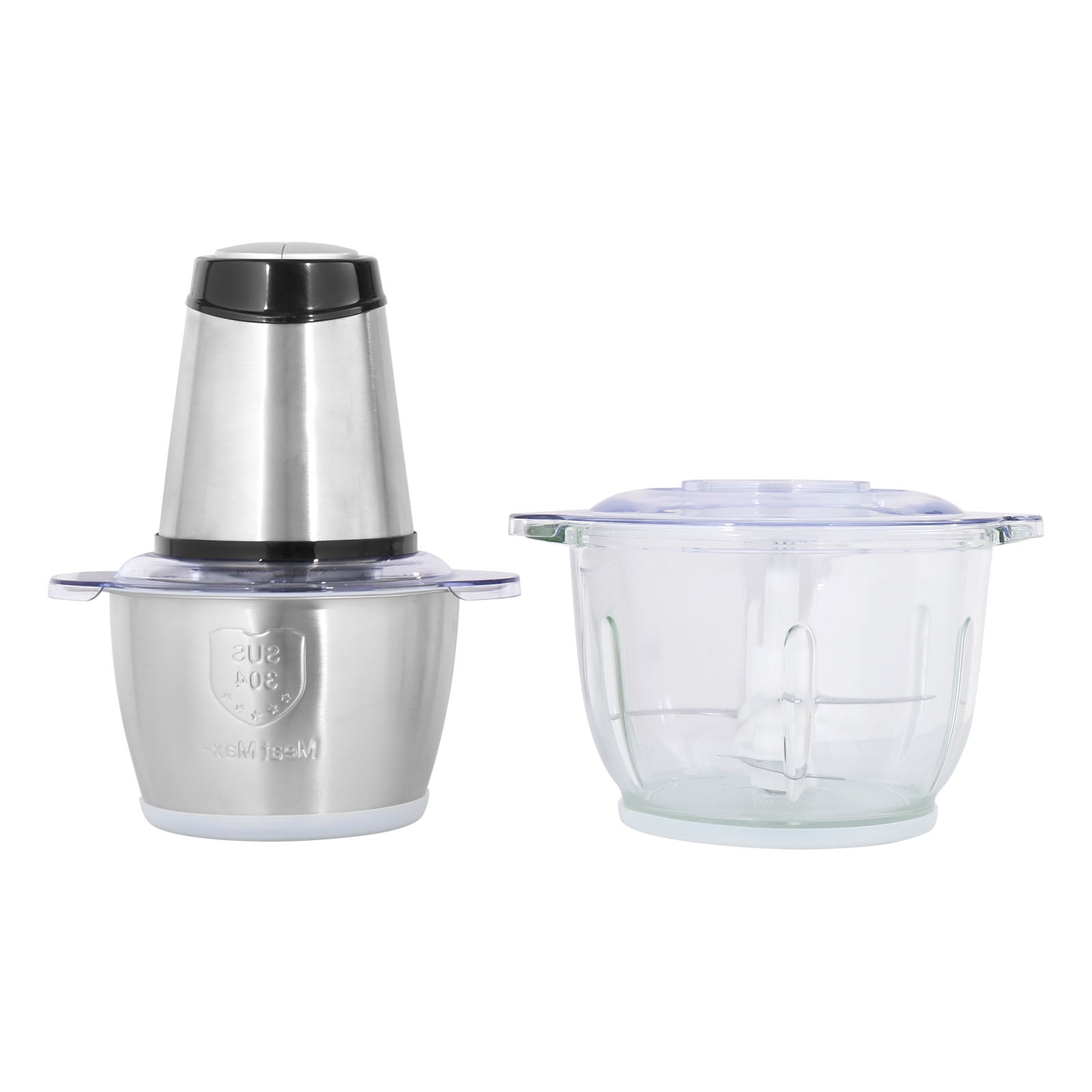 KFFKFF Electric Food Processor, Dual Bowl Meat Mincer with 4-Blade ...