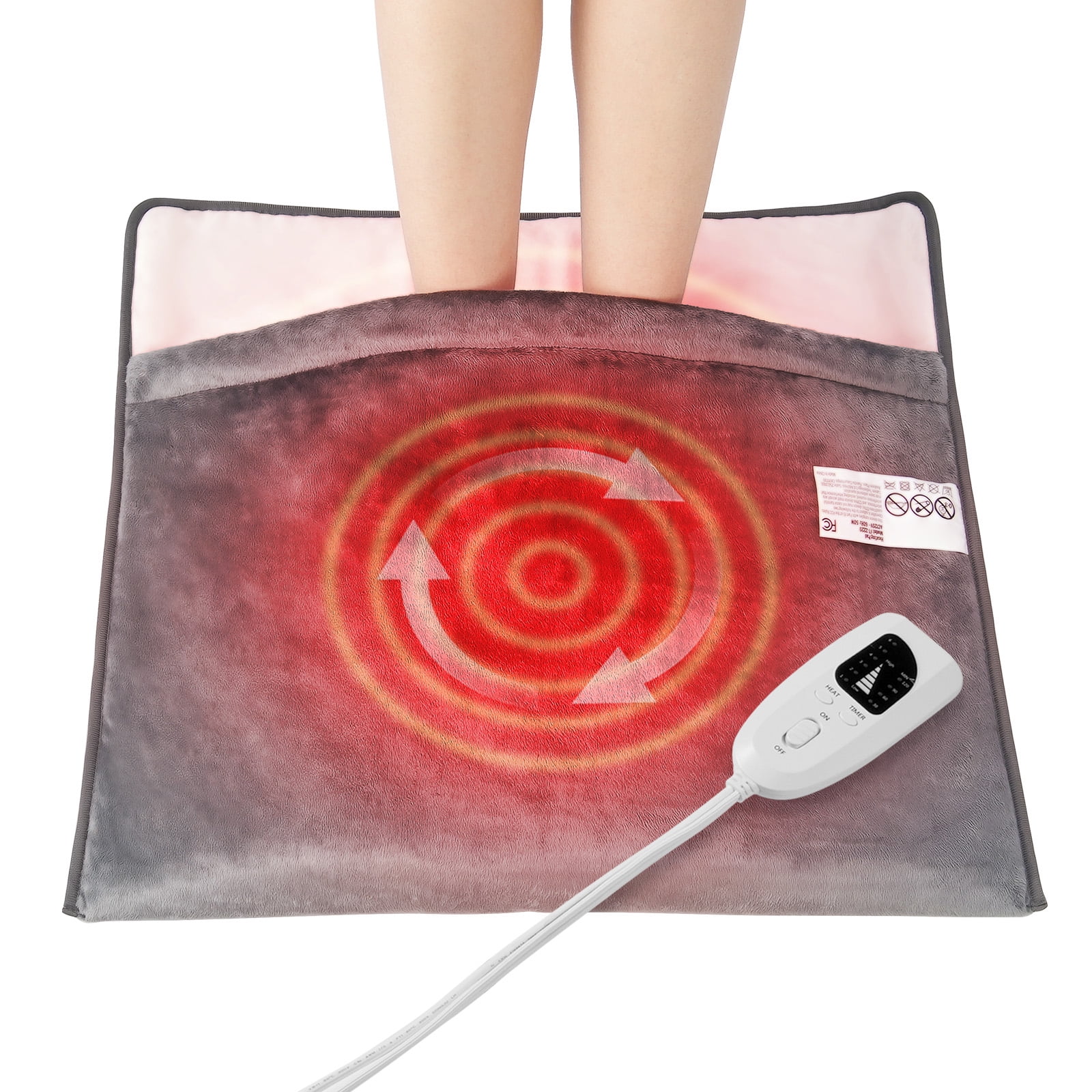 KFFKFF Electric Foot Heating Pad, Cozy Flannel Heated Feet Warmer with ...