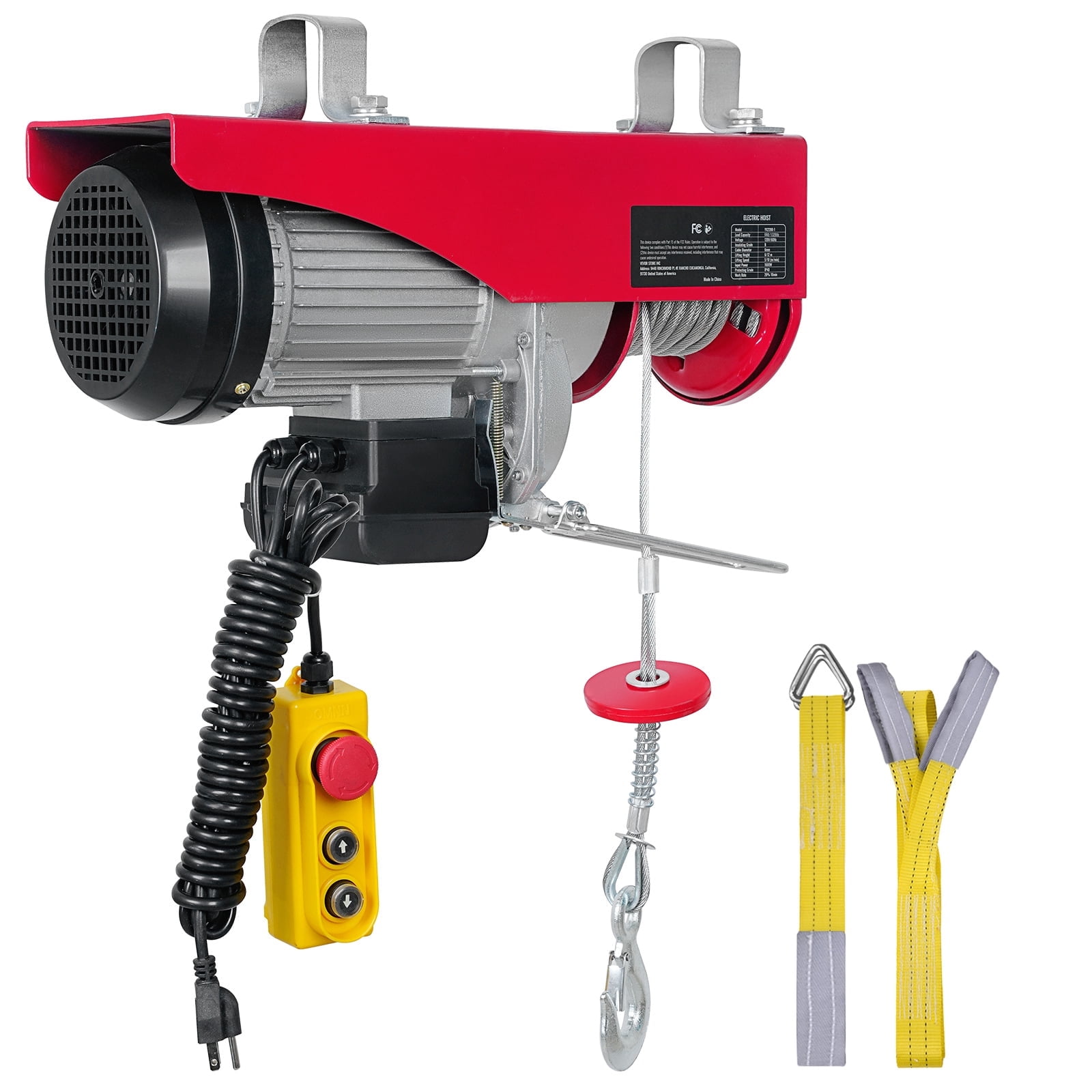 KFFKFF Electric Hoist 1320lbs Crane Winch with Wired Remote Control ...