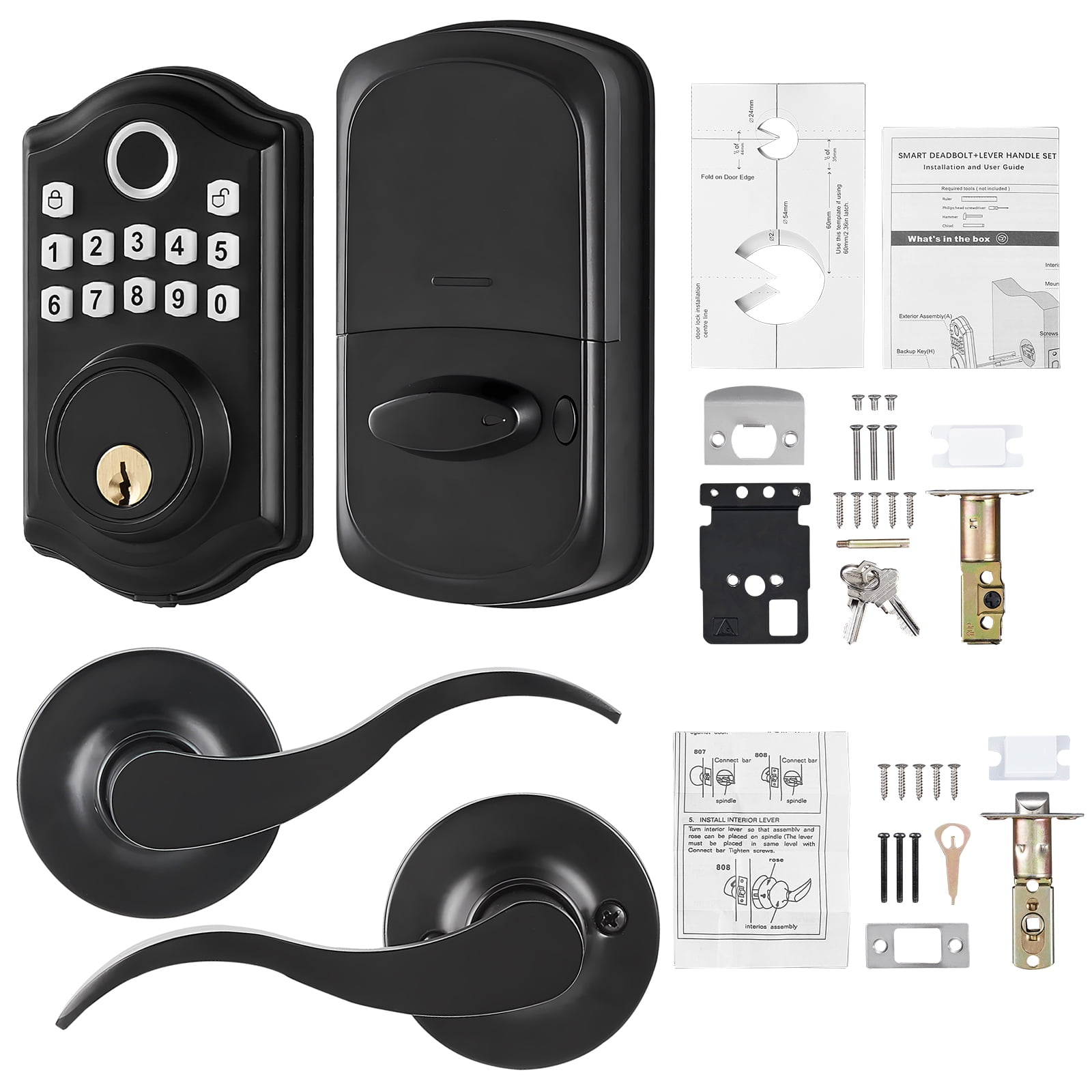 SKYSHALO Fingerprint Access Door Lock, Dual-Handle, Key-Free Entry via ...