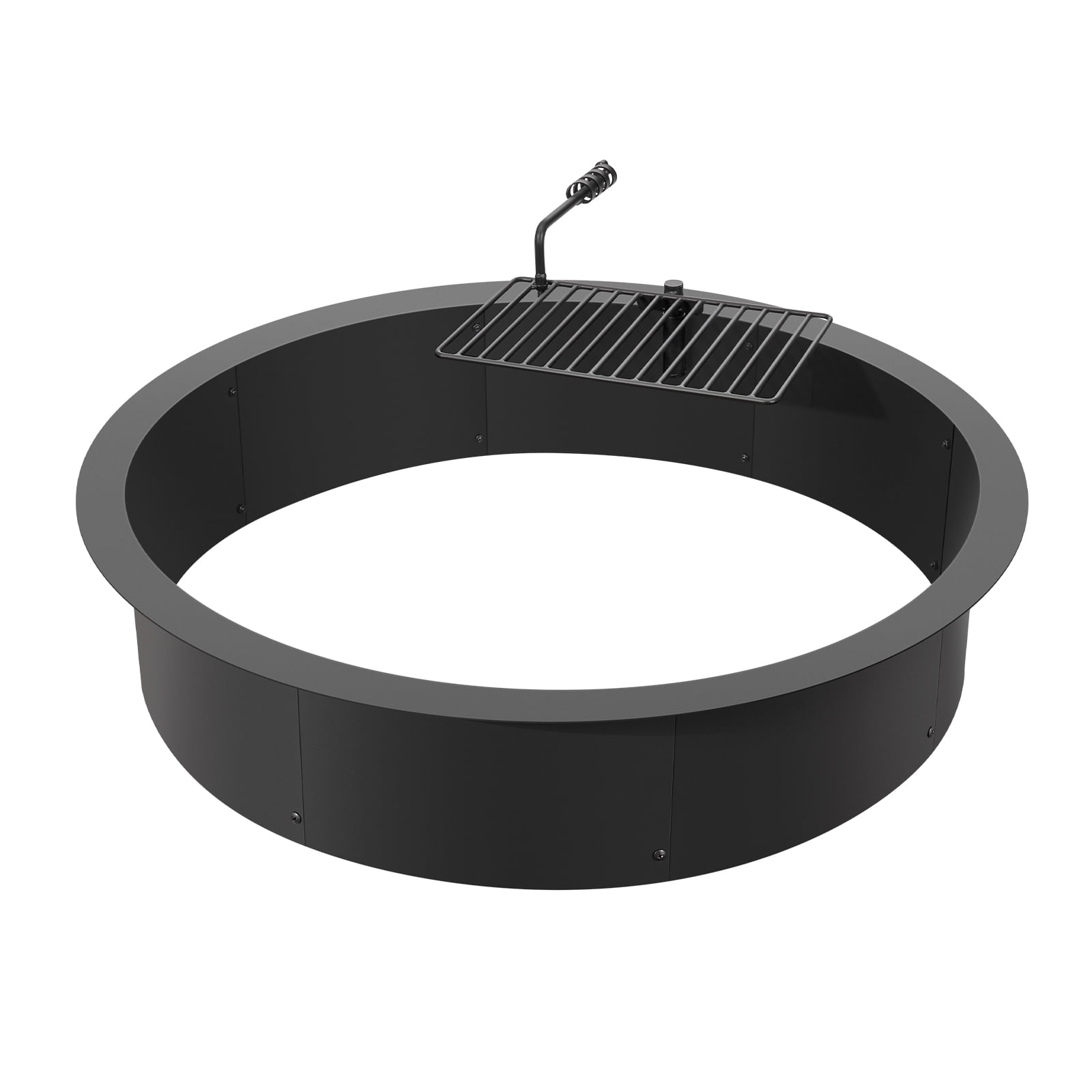 SKYSHALO Fire Pit Circle, BBQ Fire Ring Combo, 40-In Outer/36-In Inner ...