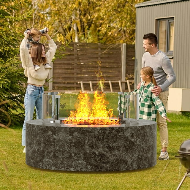 SKYSHALO Fire Pit Wind 17” x 6.7” 0.24” Thick Guard Tempered Glass ...