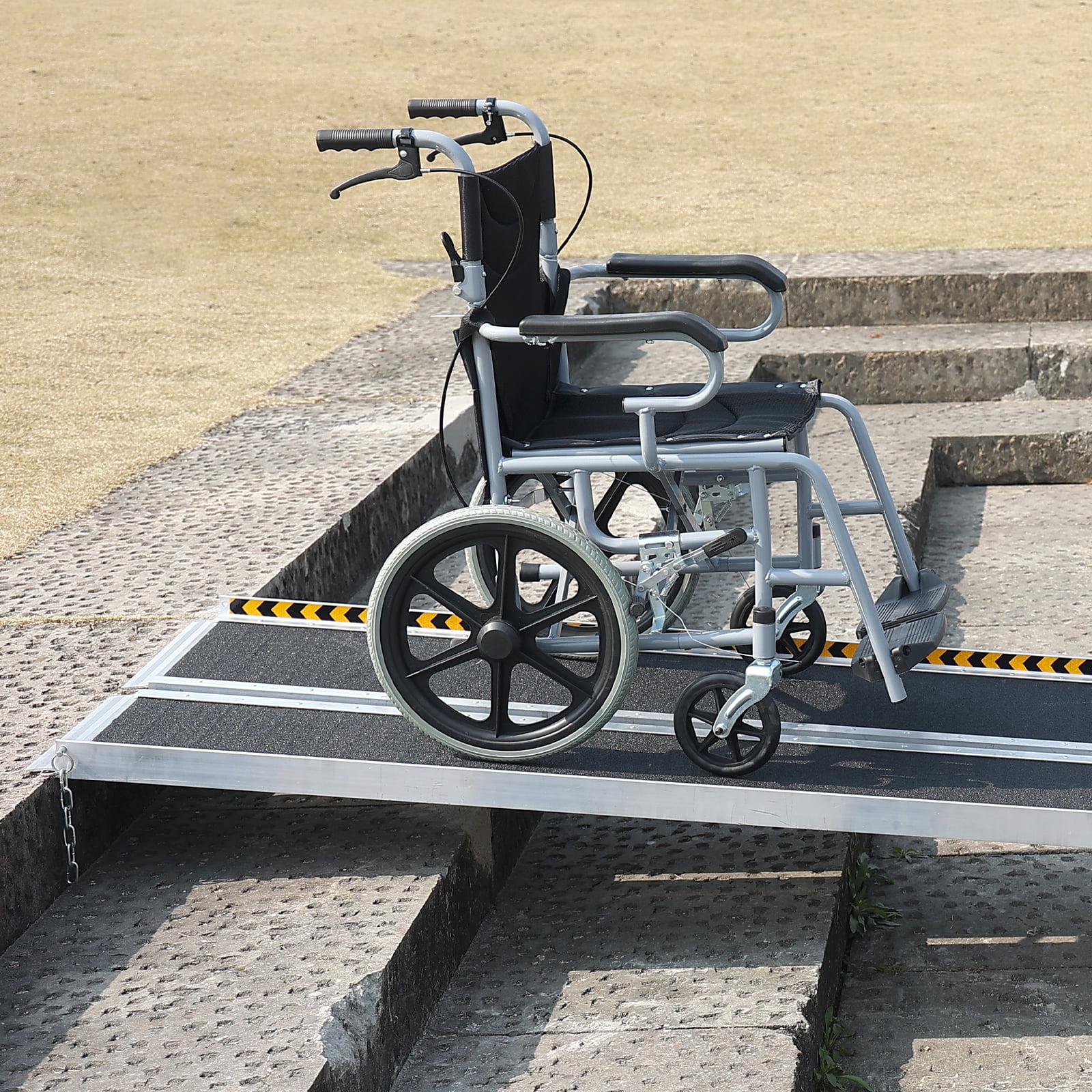 KFFKFF Folding Wheelchair Ramp Portable Aluminum Threshold Ramp 10 ft ...