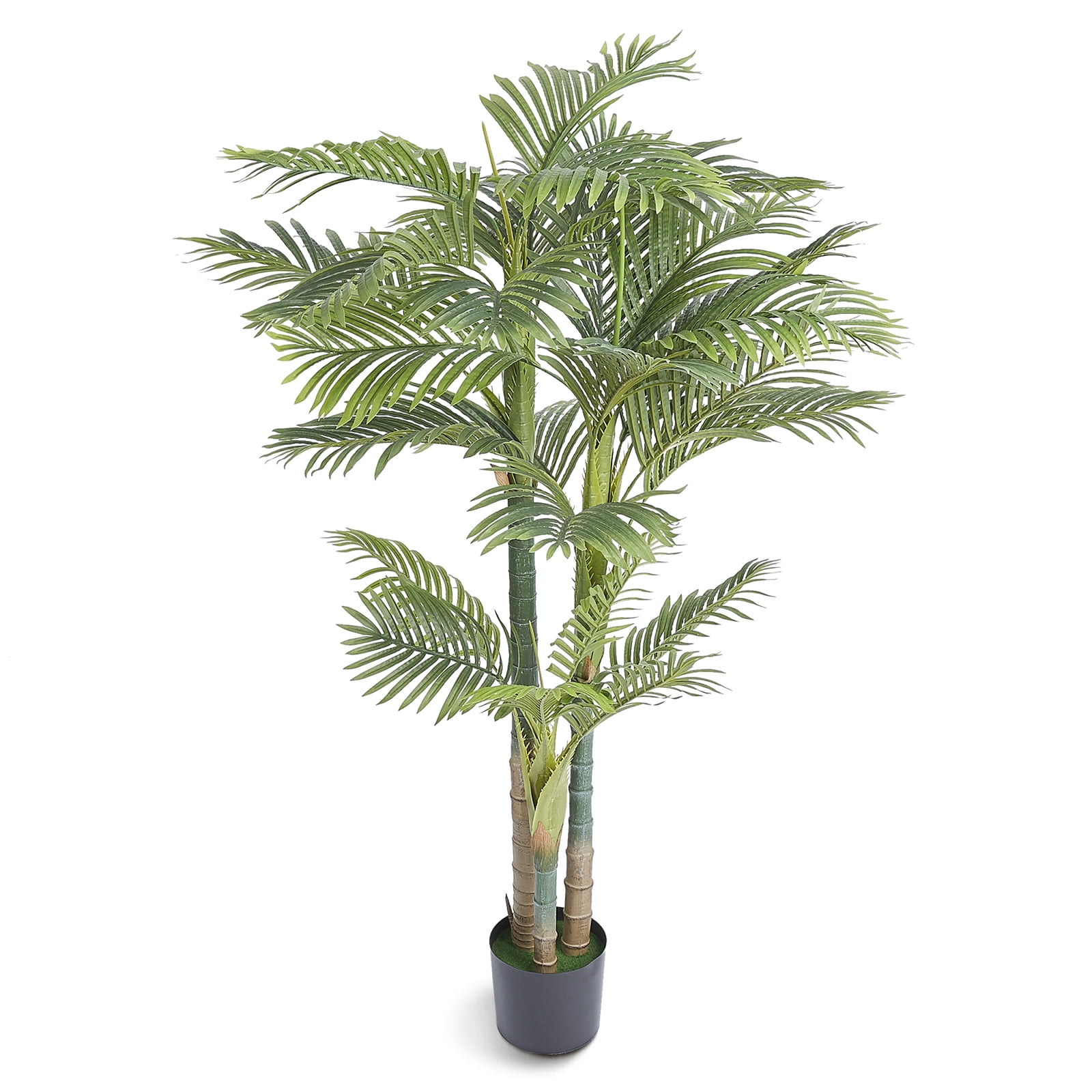 SKYSHALO Golden Cane Palm Artificial Tree, 6.5 Feet Height, PE Crafted ...