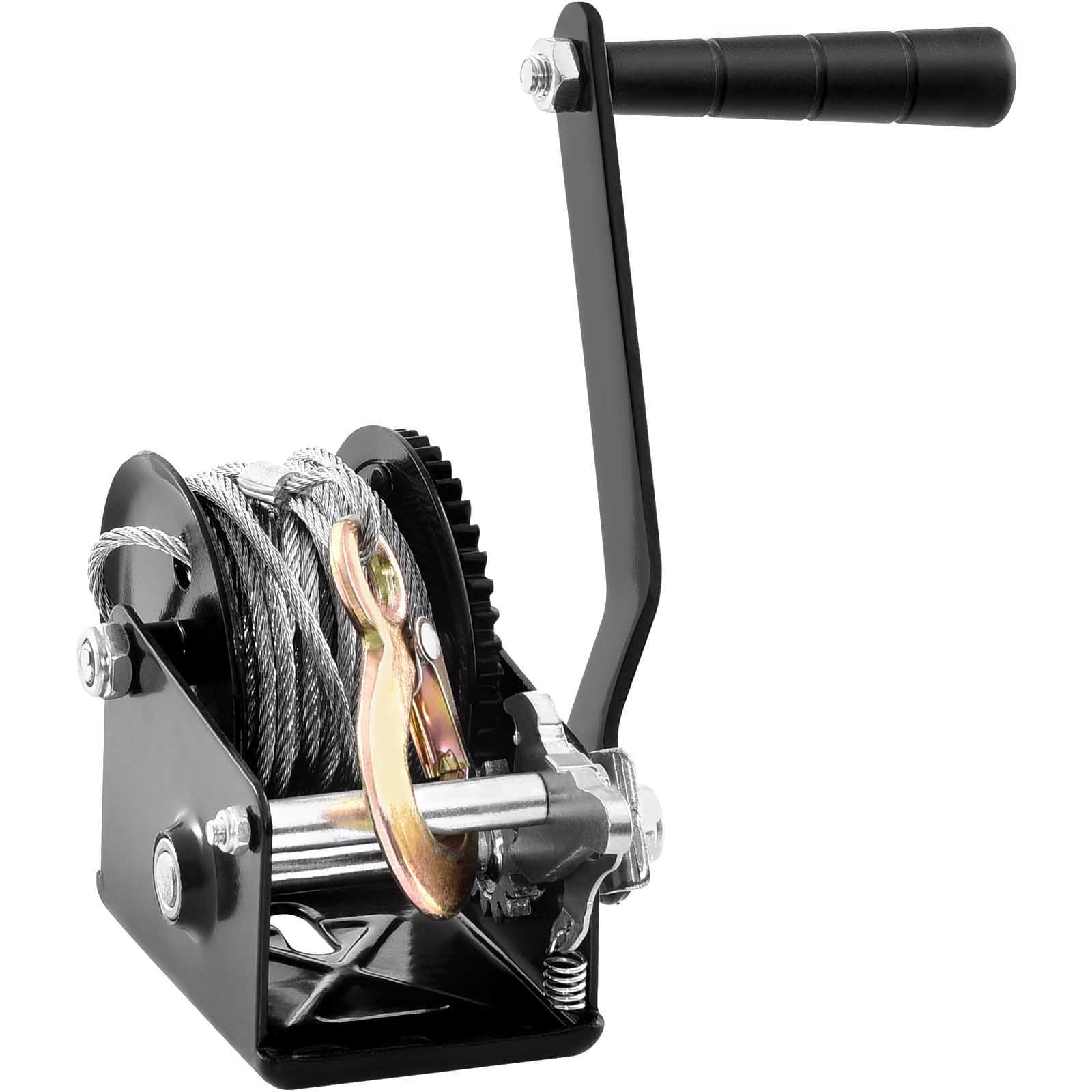 KFFKFF Hand Winch Heavy Duty Hand Crank 800 lbs 33 ft Steel Cable for ...