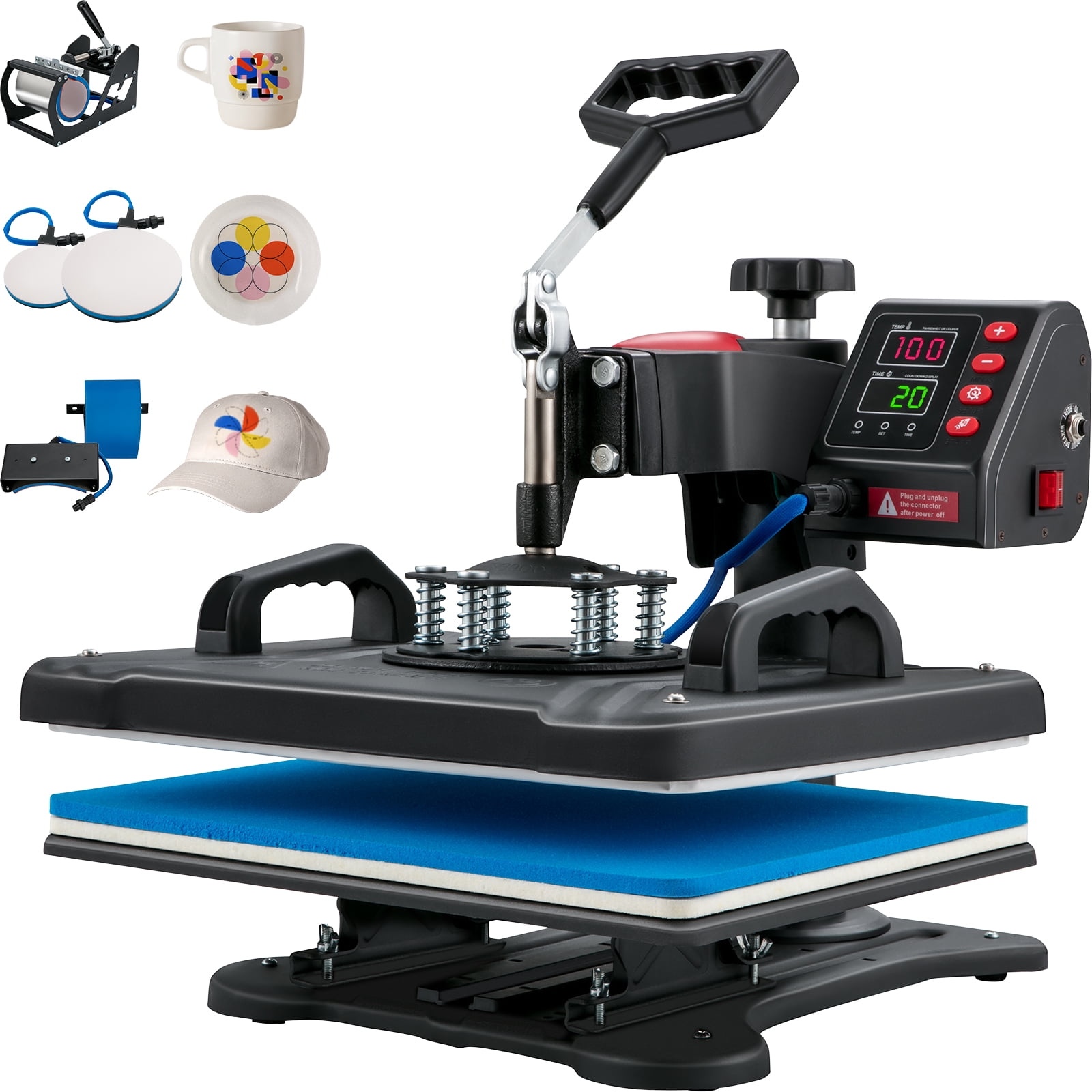 SKYSHALO Heat Press Machine, 12x15inch / 30x38cm, 5IN1 Clamshell ...