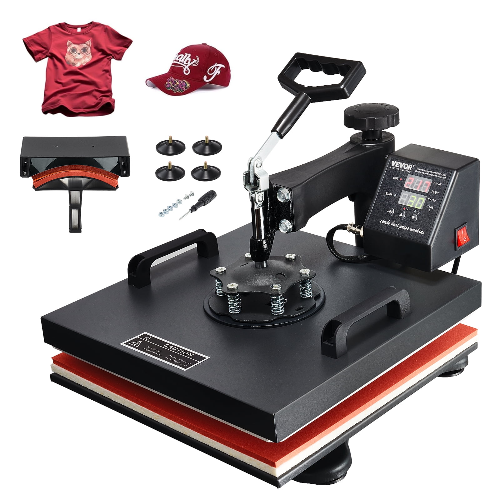 SKYSHALO Heat Press Machine, 15x15in 2 in 1 Clamshell Sublimation ...