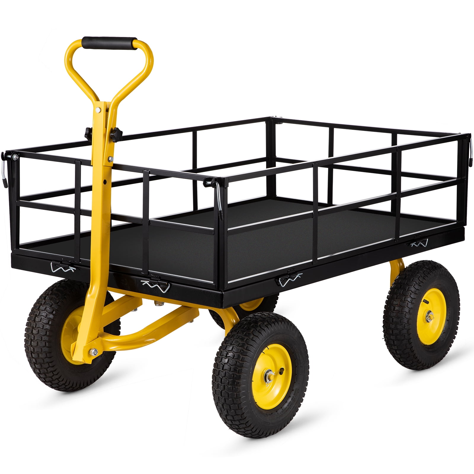 KFFKFF Heavy Duty Steel Garden Cart 1200 lbs Lawn Utility Cart w ...