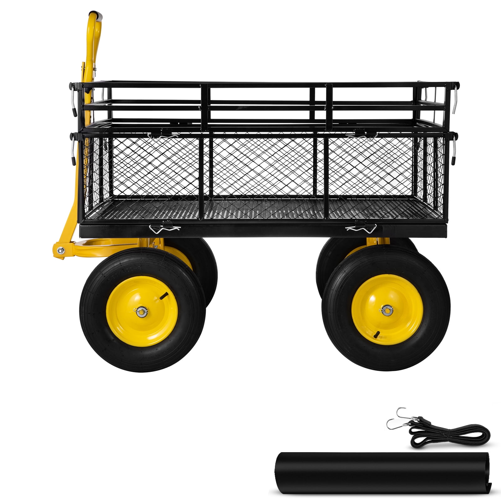 SKYSHALO Heavy Duty Steel Garden Cart Lawn Utility Cart 1400 lbs with ...