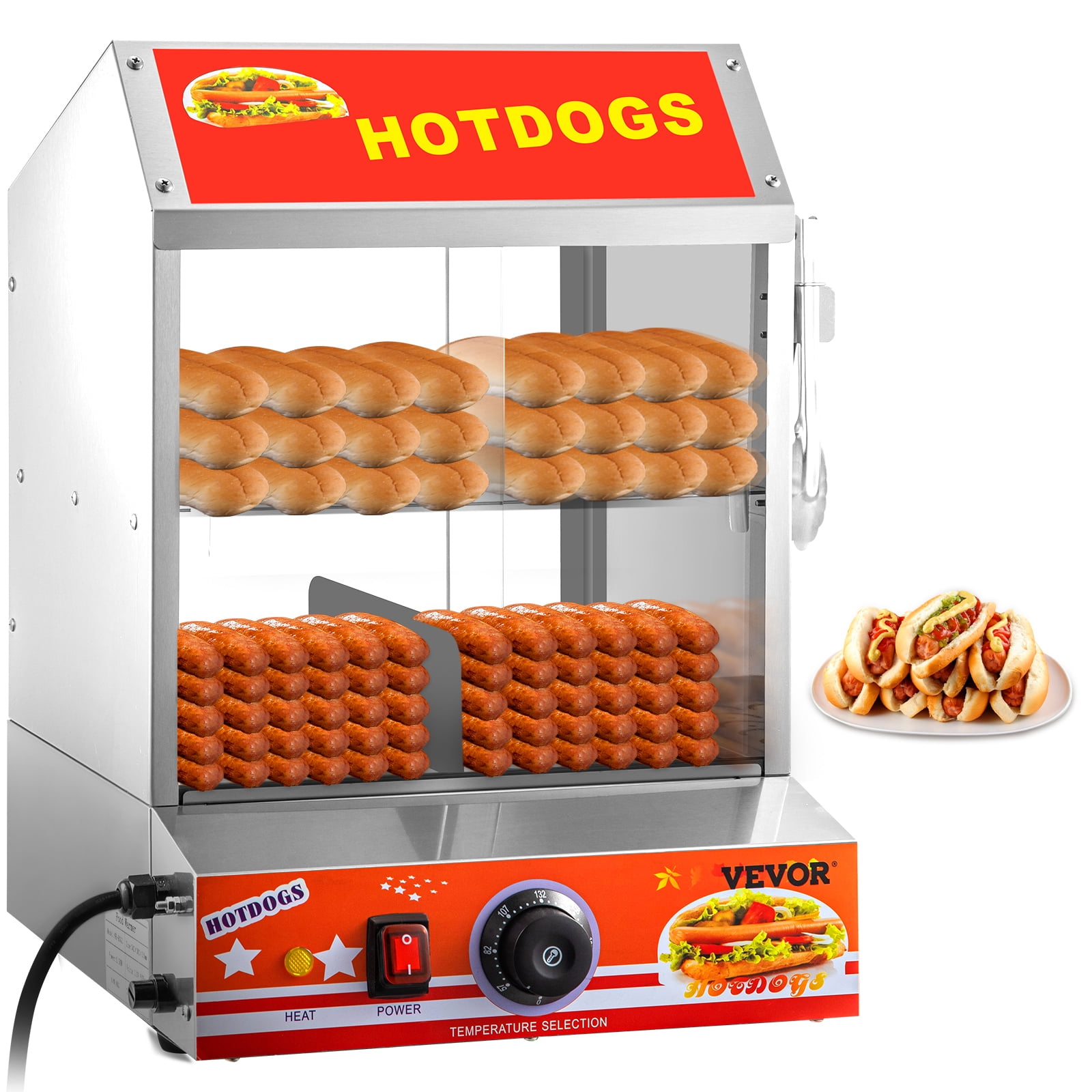 Free Shipping! SKYSHALO Hot Dog Steamer, 2-Tier Hut Steamer for 175 Hot ...
