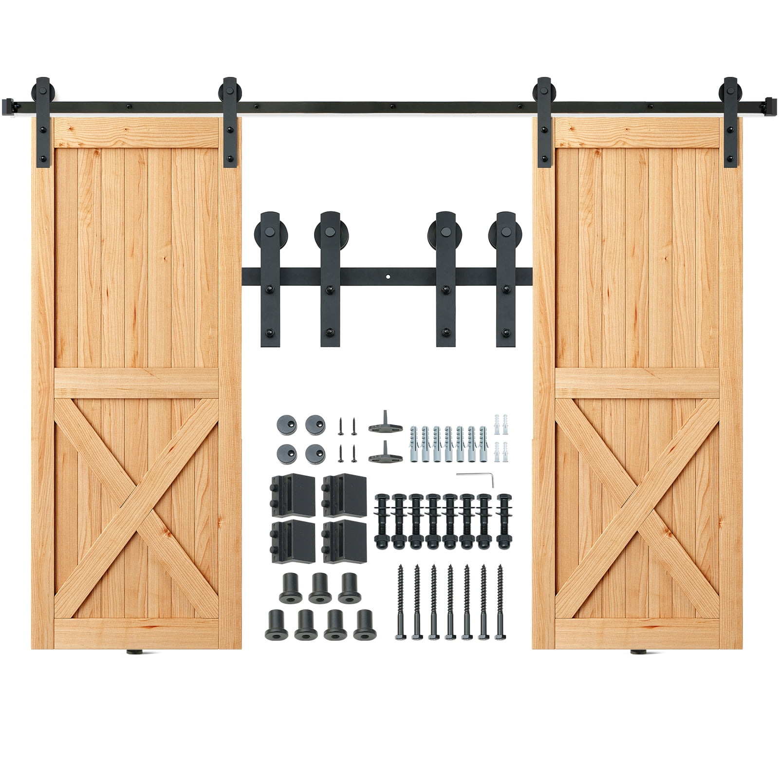 KFFKFF I Hanger Sliding Barn Door Hardware Closet Track Kit for Double ...