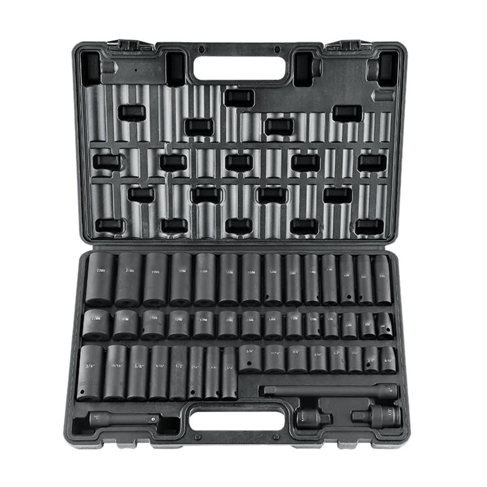 KFFKFF Impact Sockets Set 48pcs 6-Point 3/8in Drive Bit Ratchet Tool ...