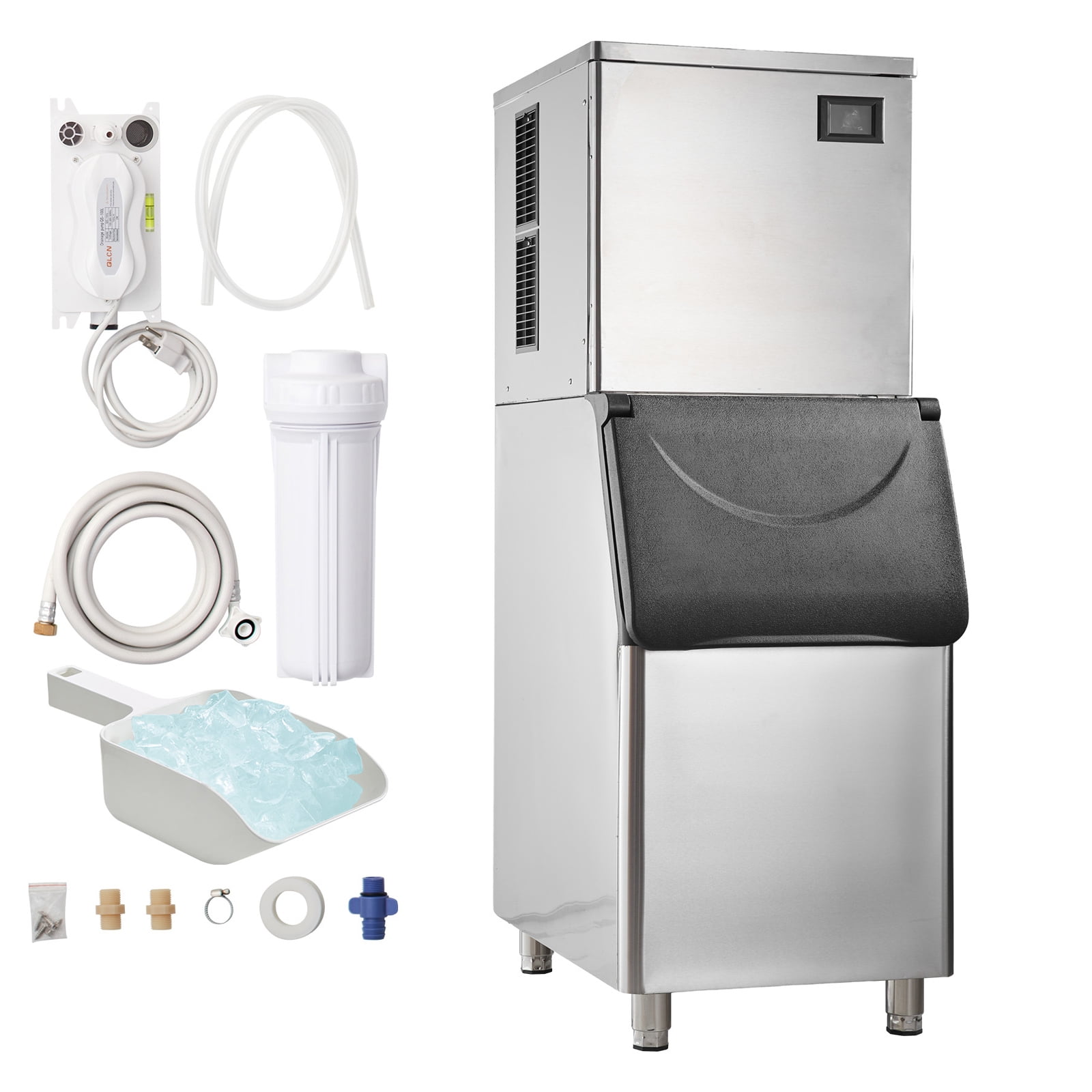 KFFKFF Industrial Ice Producer, 450LBS Daily Output with 330.7LBS ...