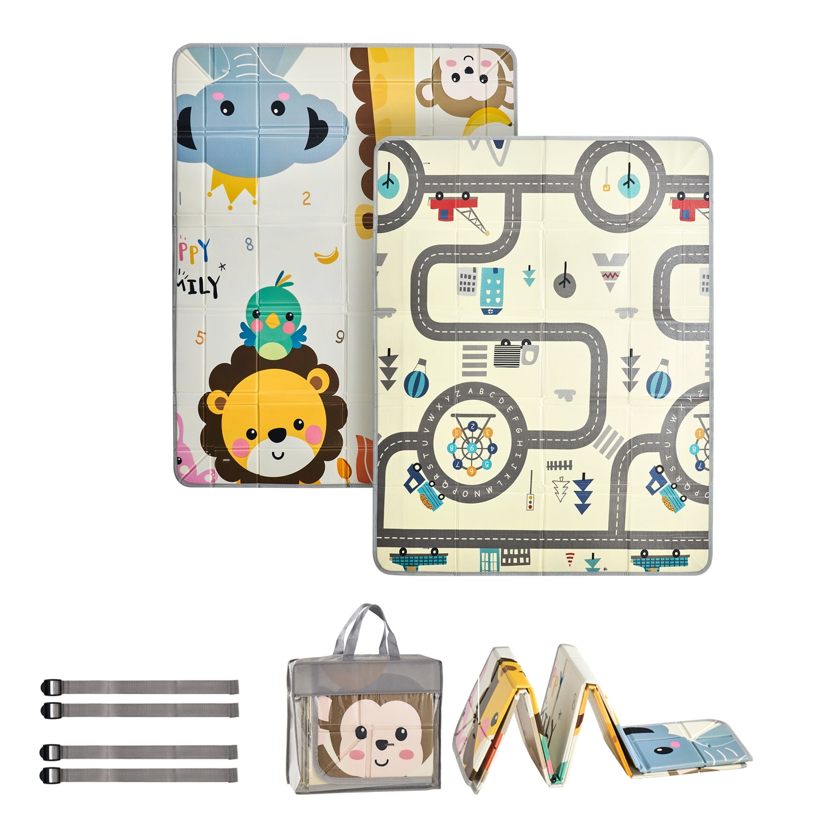 KFFKFF Infant Activity Mat, 59"x71" Soft Foam Play Area, Slip-Resistant ...