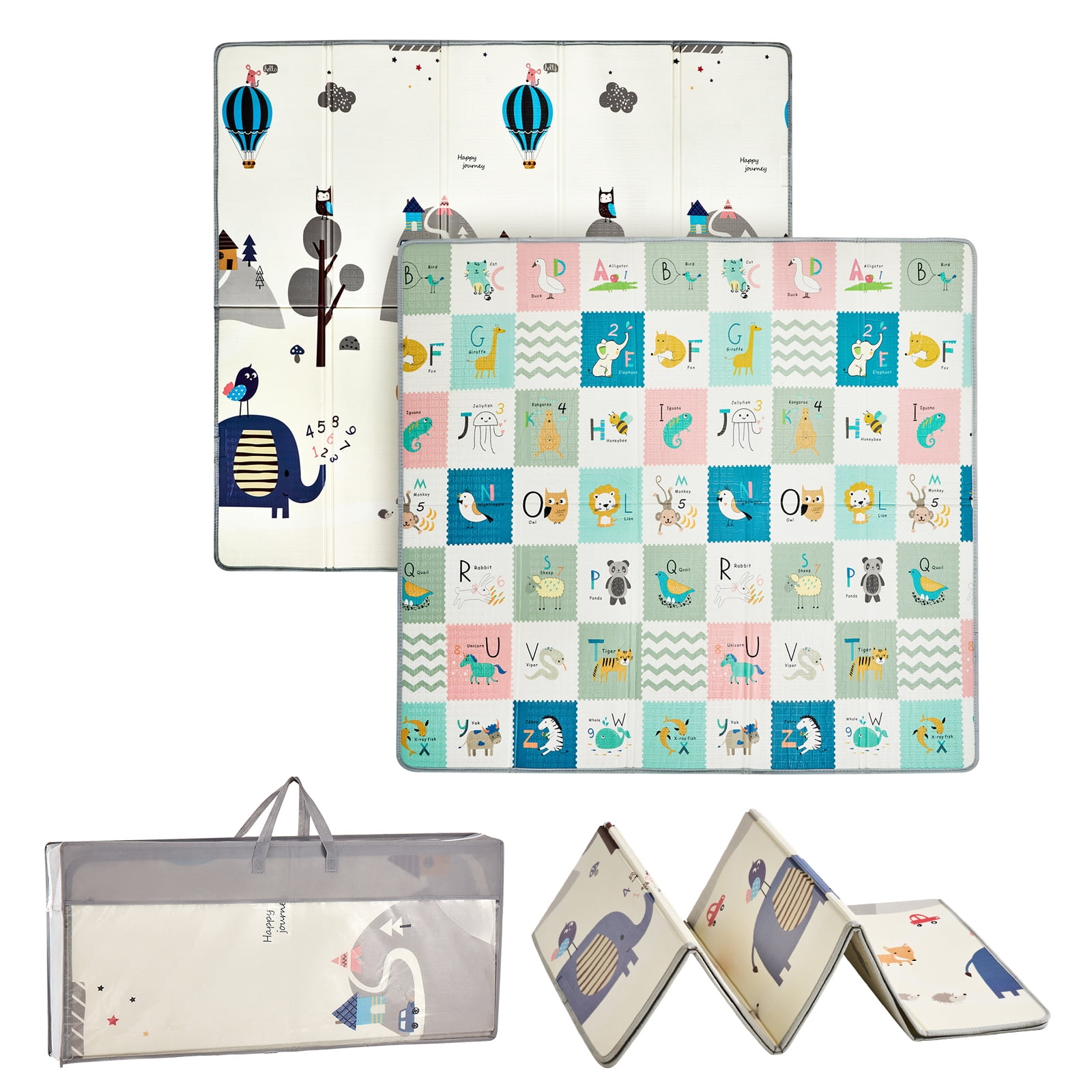 KFFKFF Infant Activity Mat, 71"x79" Spacious, Foldable & Reversible Non ...