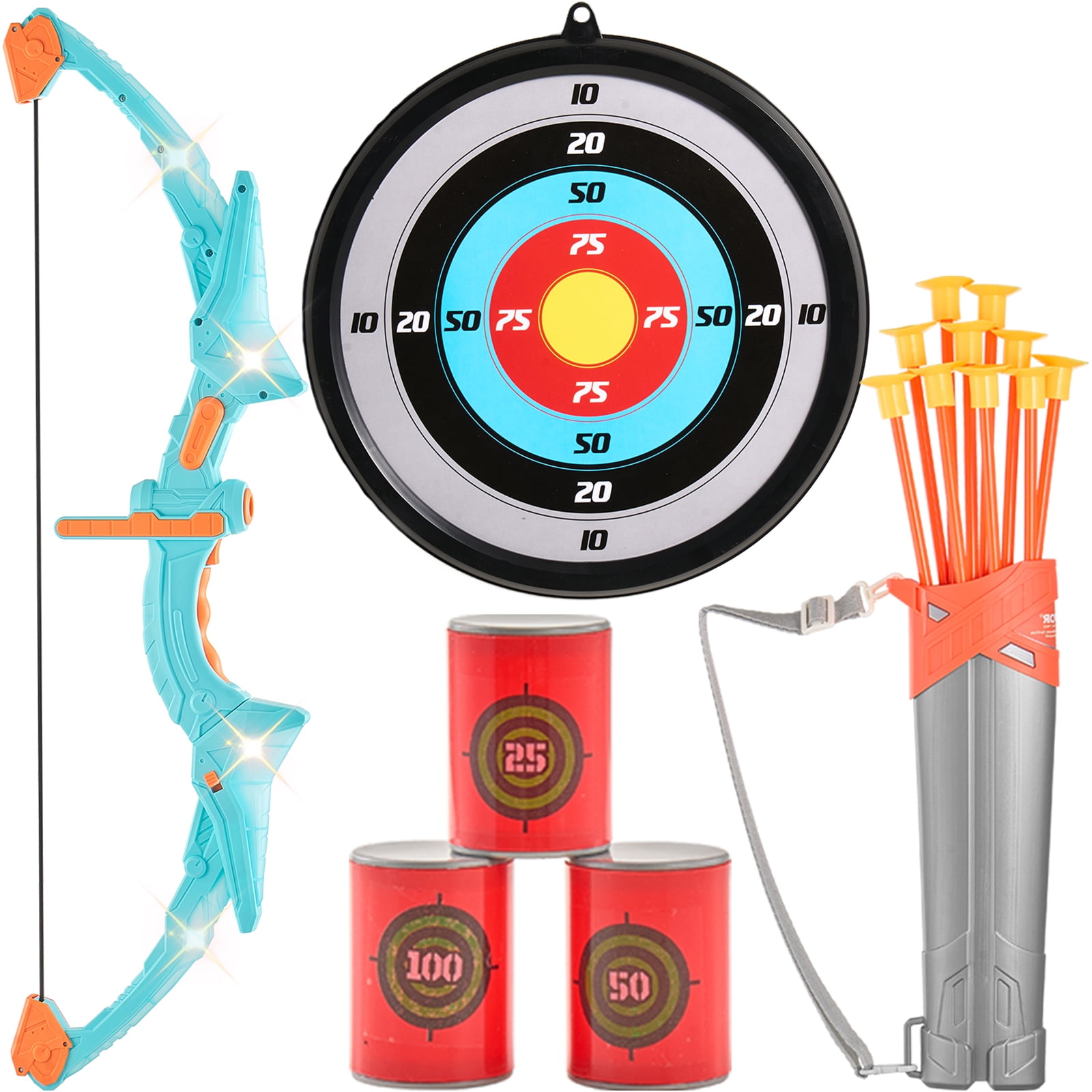KFFKFF Kids' Archery Play Set with LED, Includes 10 Suction Arrows ...